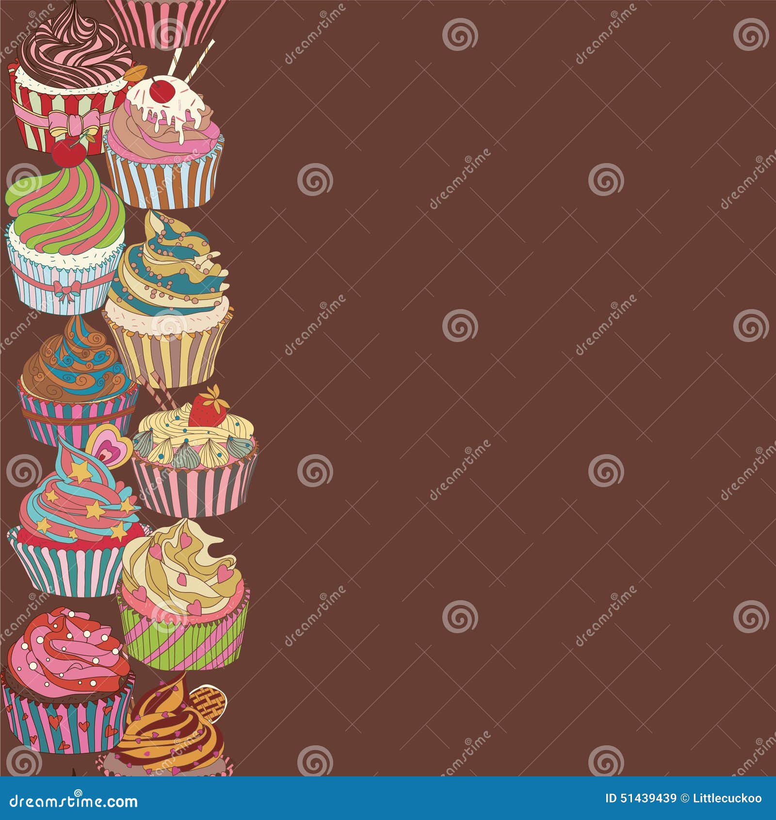 Cupcake pattern border stock vector. Illustration of candy - 51439439