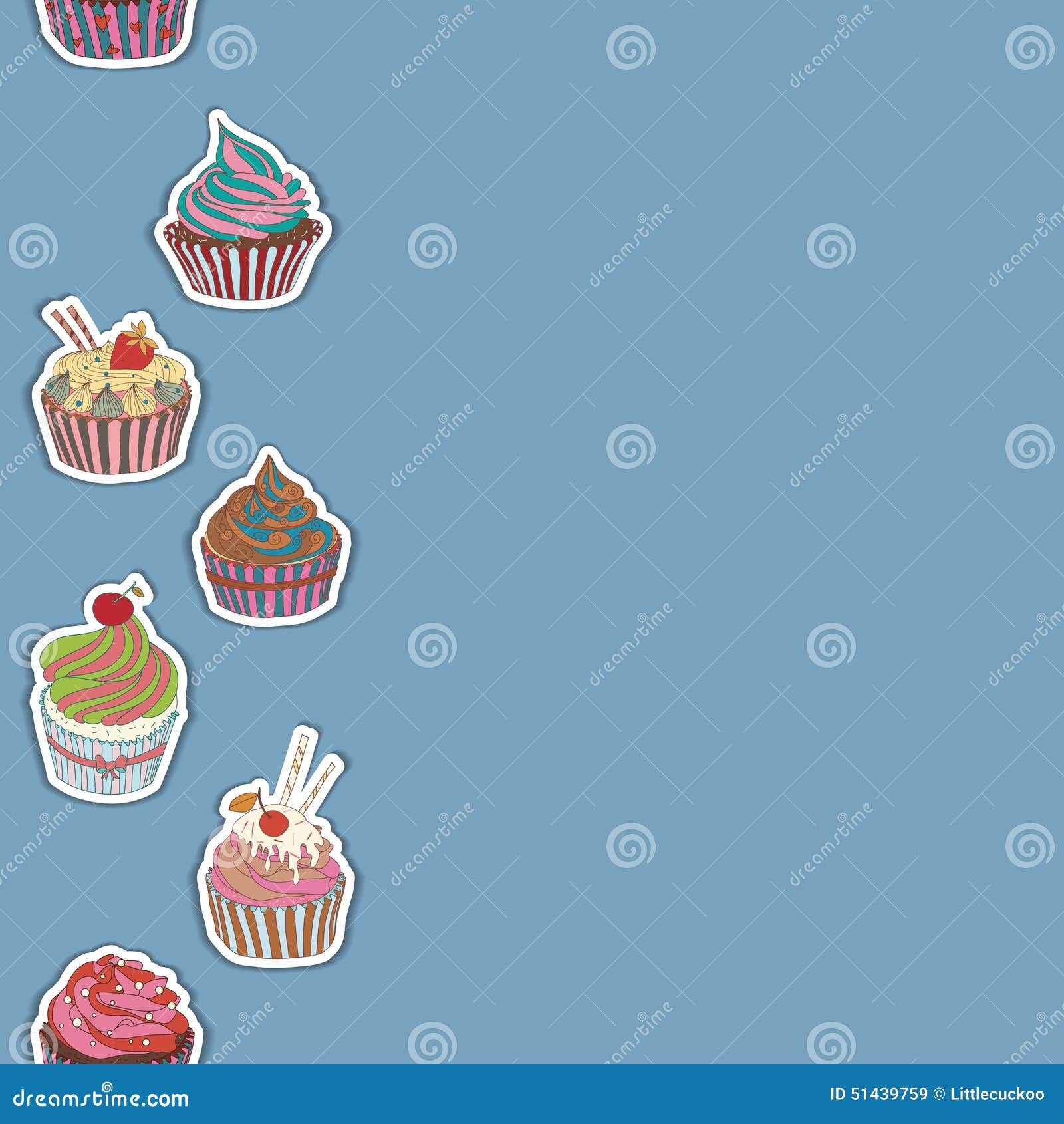 Cupcake pattern border stock vector. Illustration of collection - 51439759