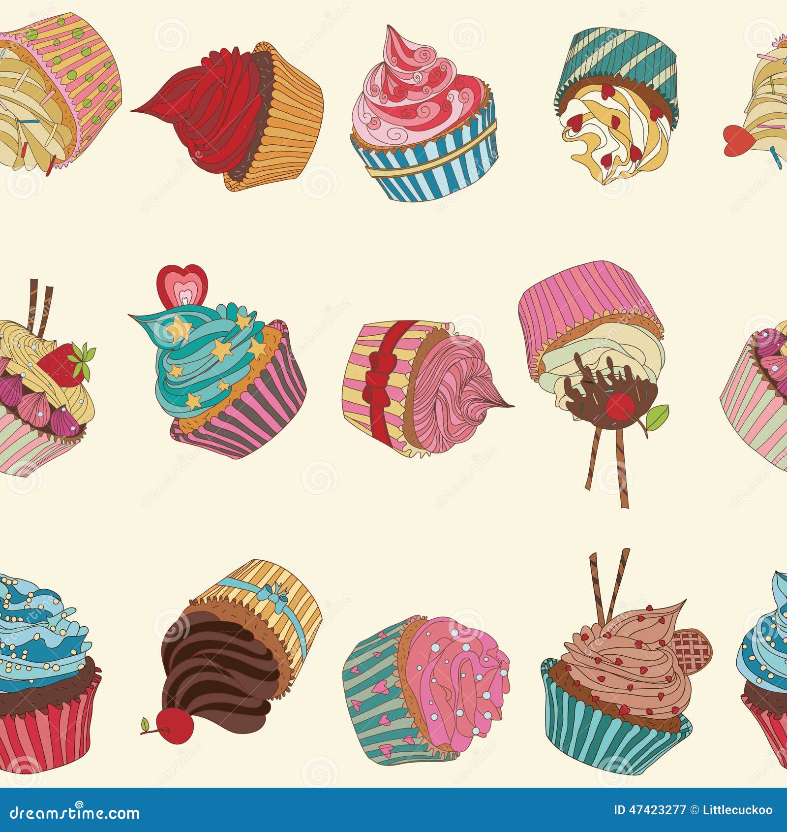 Cupcake pattern stock vector. Illustration of candy, collection - 47423277