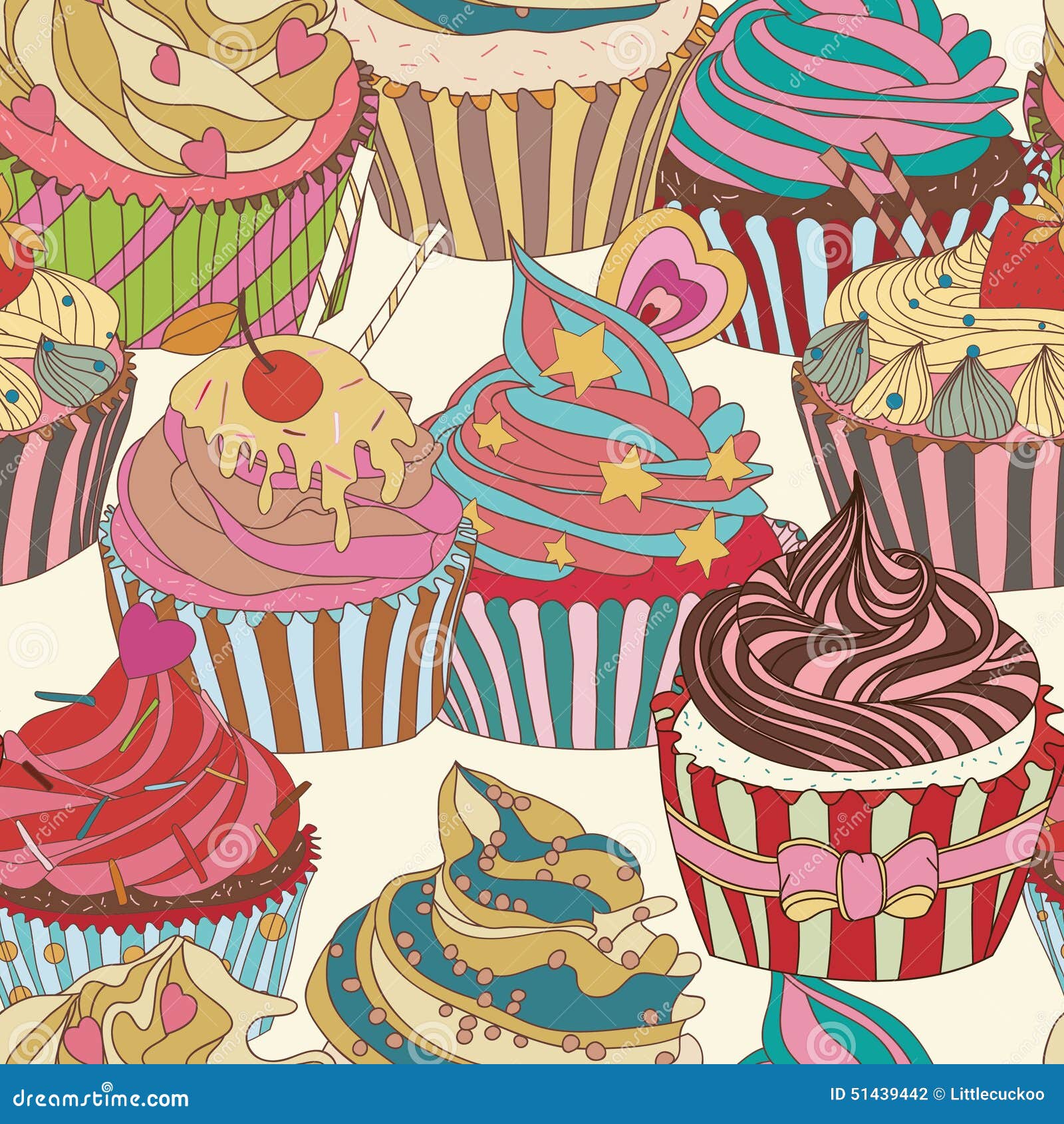 Cupcake pattern stock vector. Illustration of cute, chocolate - 51439442