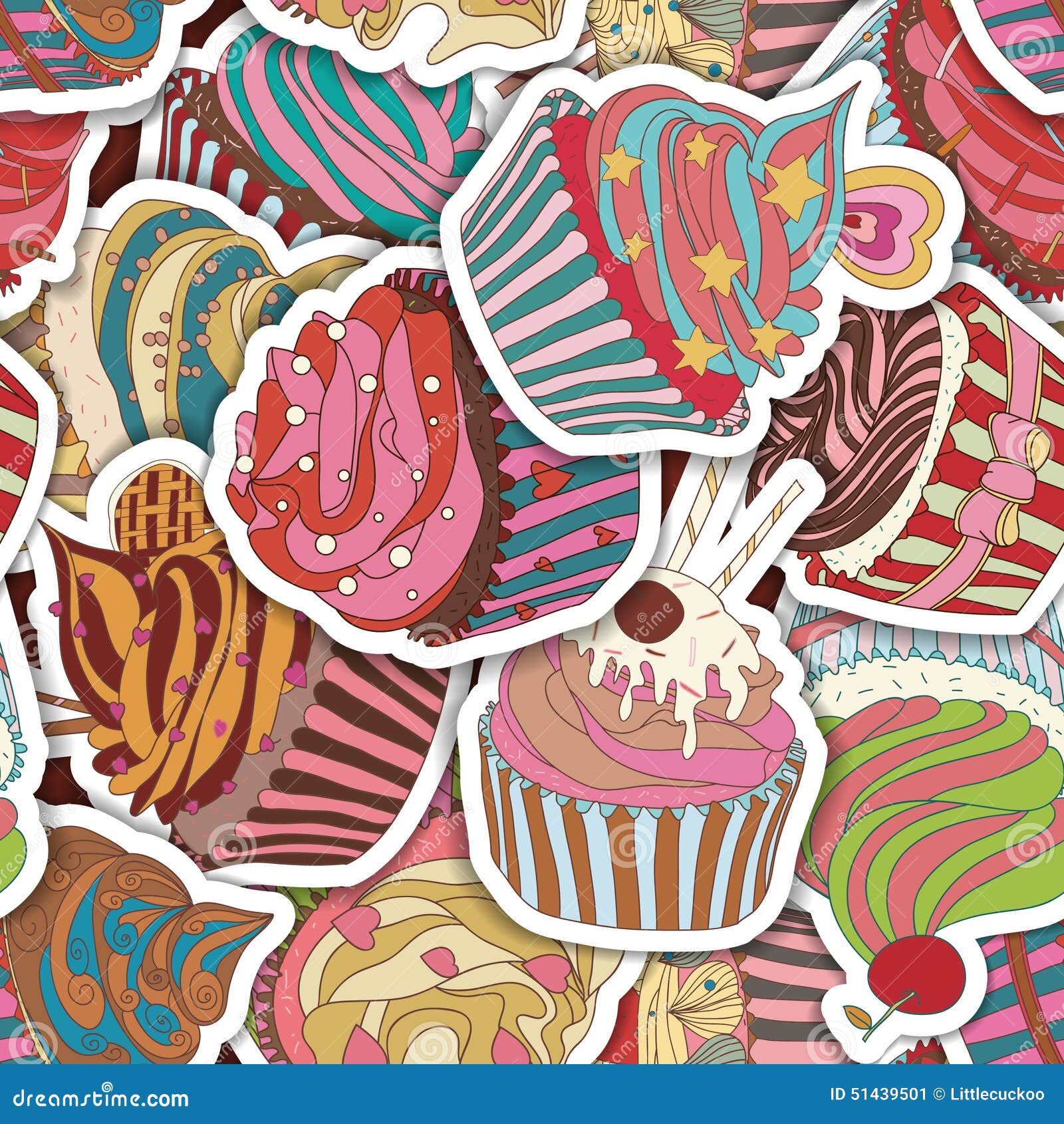 Cupcake pattern stock vector. Illustration of fabric - 51439501