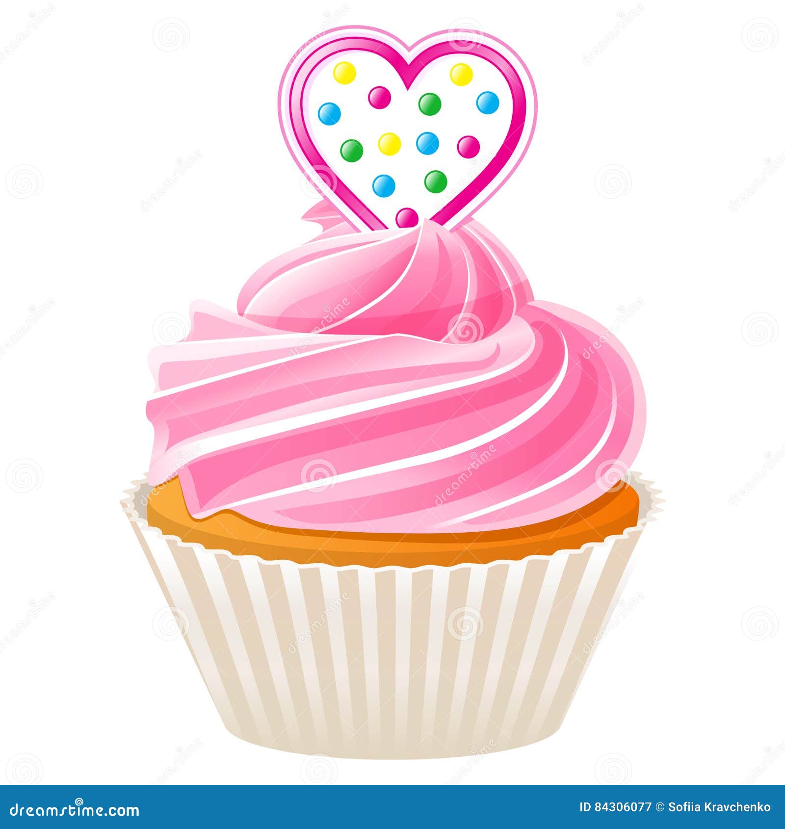 Cupcake with pink heart stock vector. Illustration of candy - 84306077 Cupcake with pink heart stock vector. Illustration of candy - 84306077