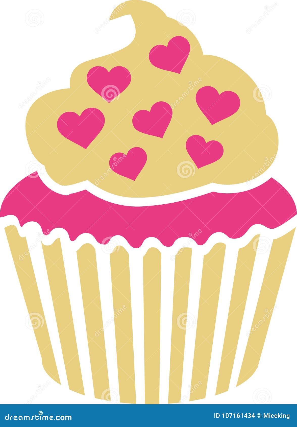 Cupcake with pink hearts stock vector. Illustration of candy - 107161434