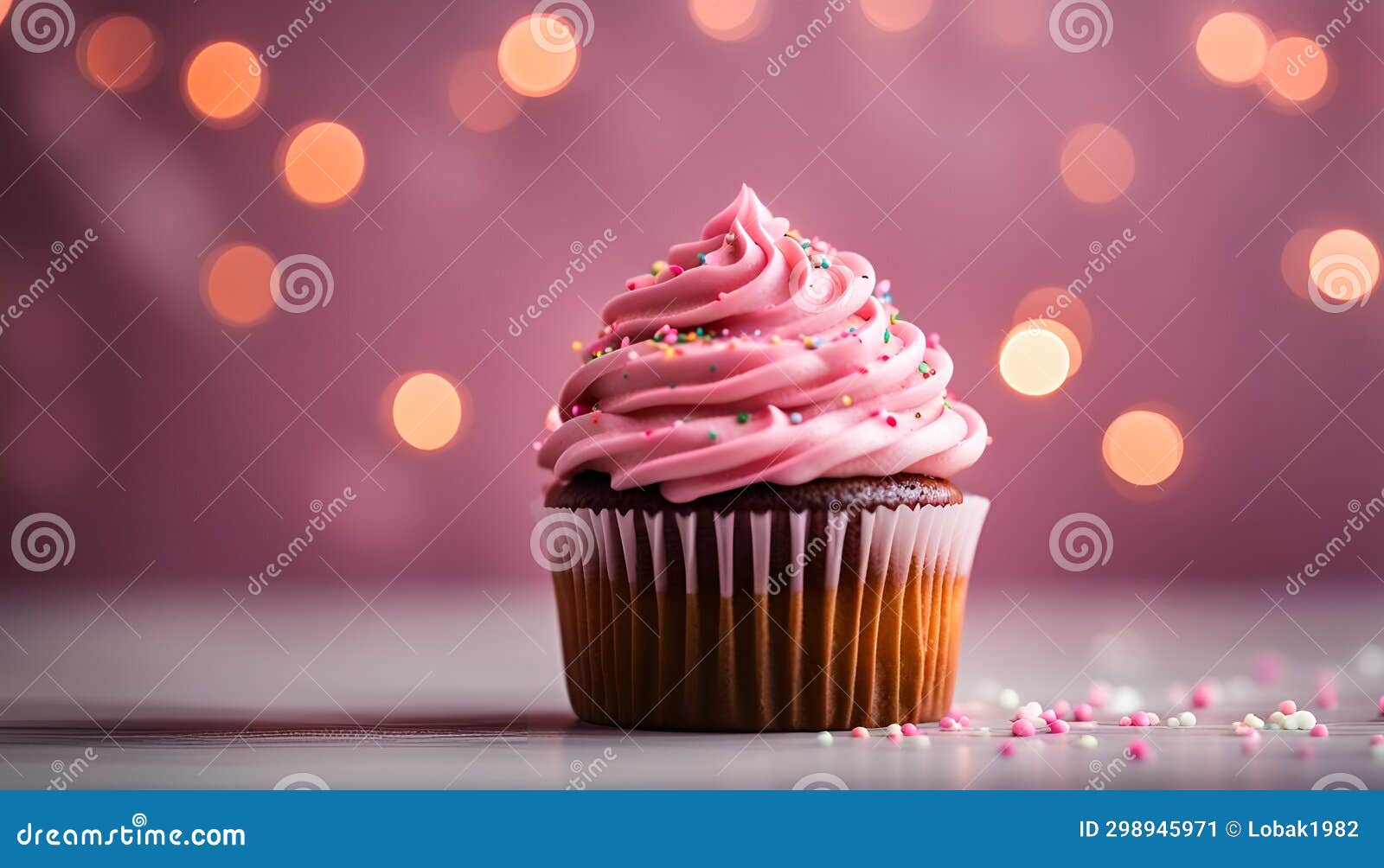 A Cupcake with Pink Icing and Sprinkles on it Stock Image - Image of ...