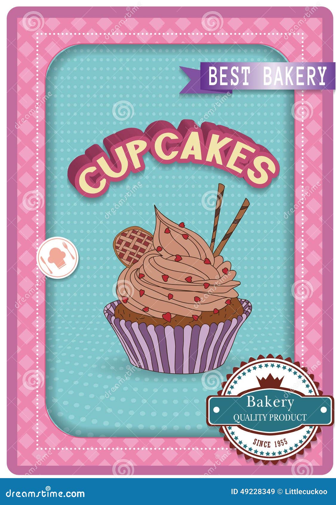 Cupcake Poster Design Bakery Cake Dessert Card Vector Illustration ...