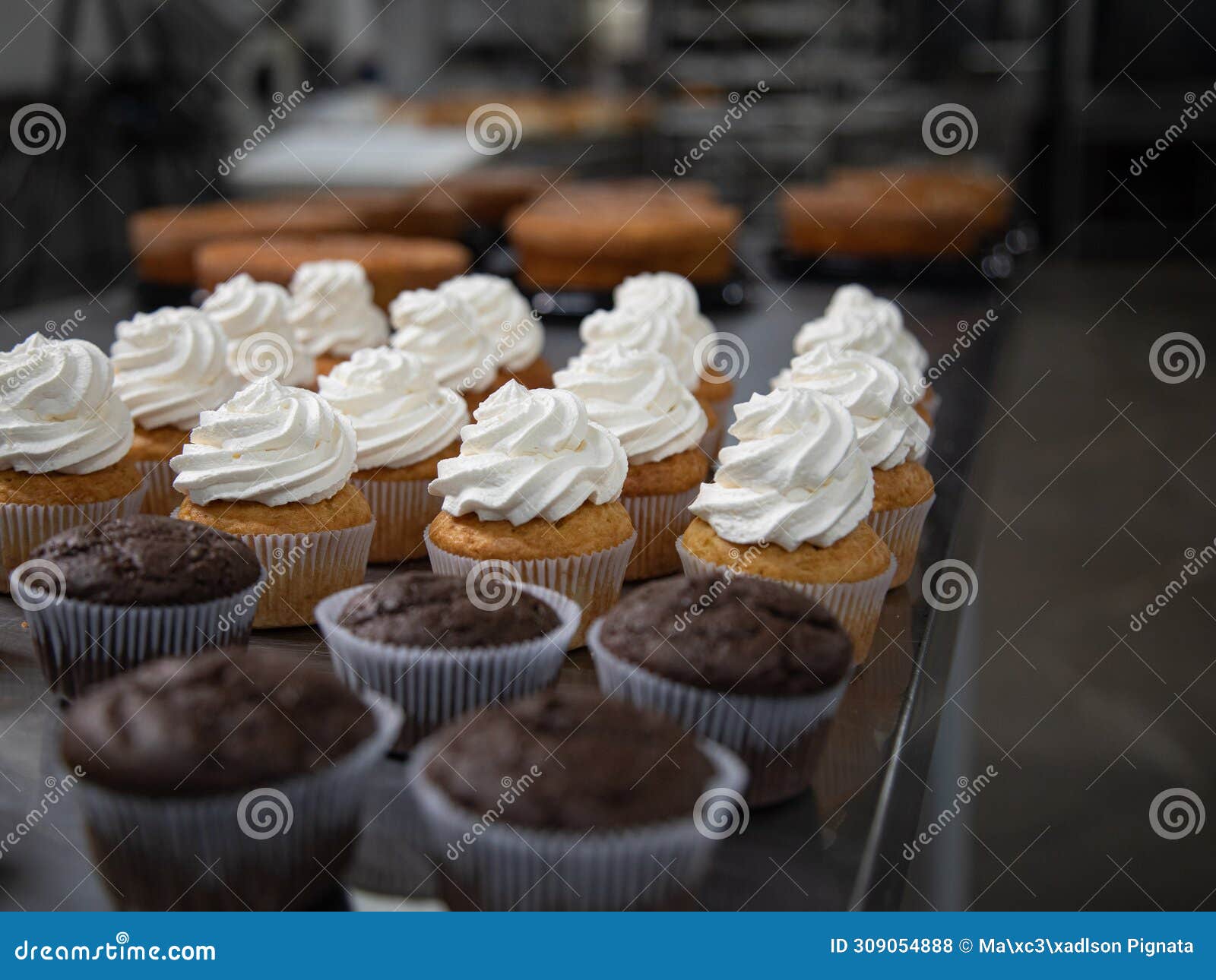 Cupcake Production Inside the Bakery Stock Photo - Image of baking ...