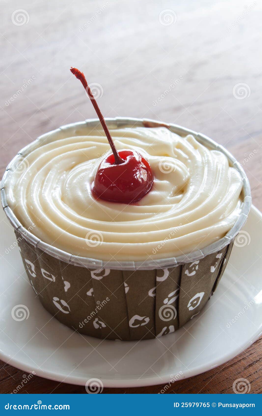Cupcake with red cherry stock image. Image of baked, confection - 25979765