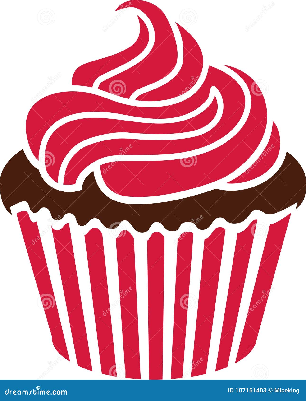 Cupcake with red cream stock vector. Illustration of food - 107161403