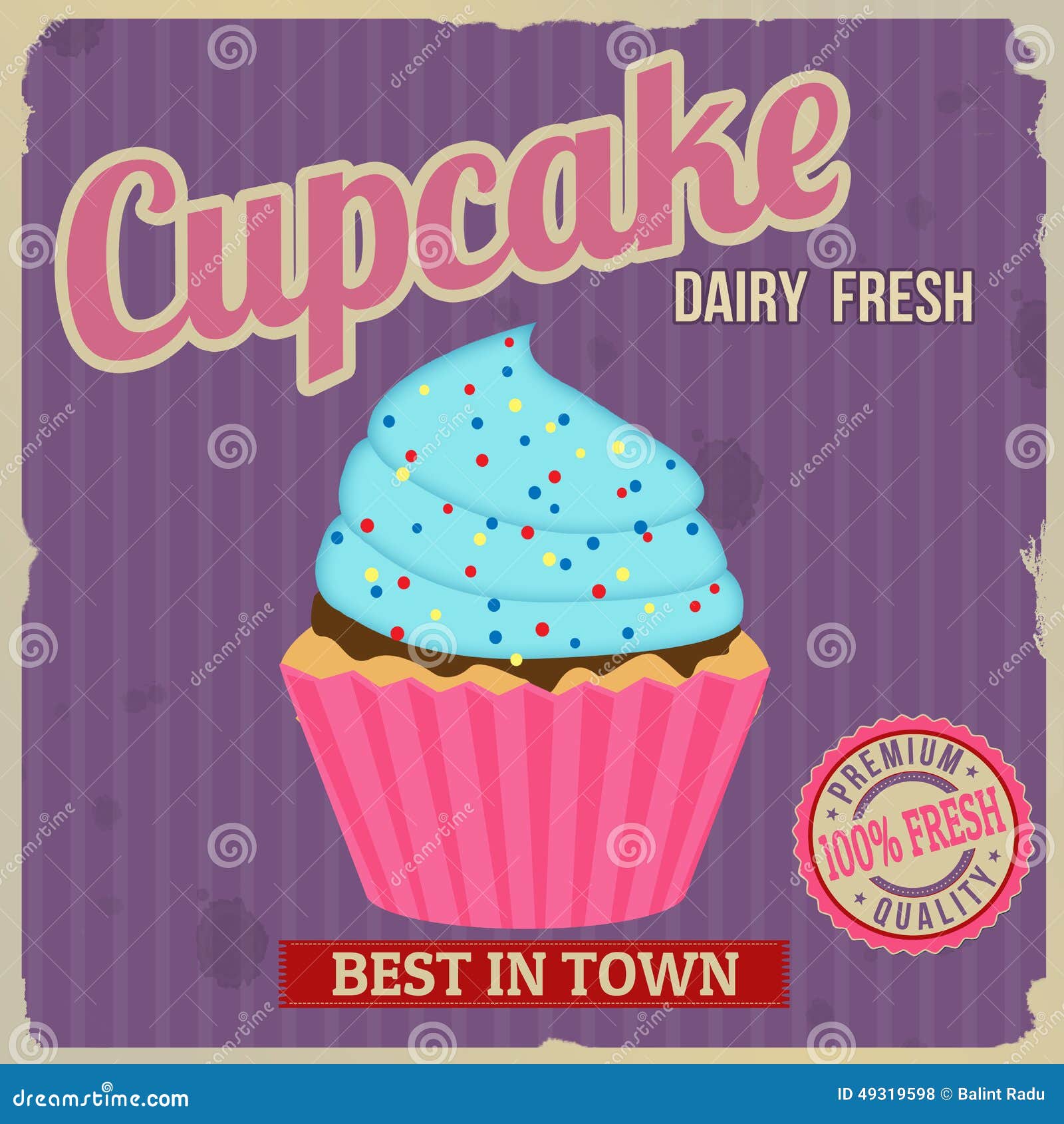 Cupcake Retro Poster Cartoon Vector | CartoonDealer.com #41817165