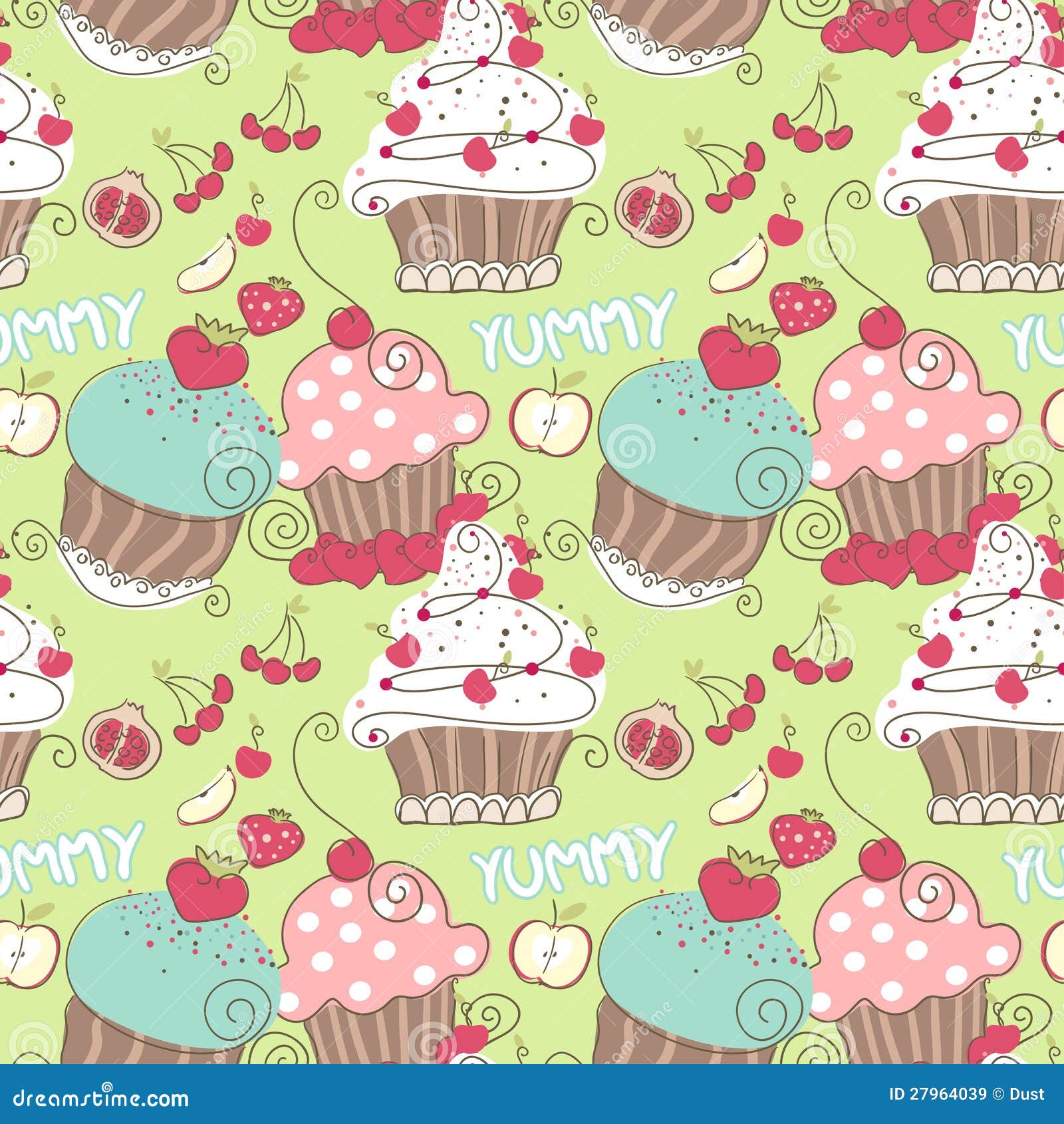 Cupcake seamless pattern stock vector. Illustration of backdrop - 27964039