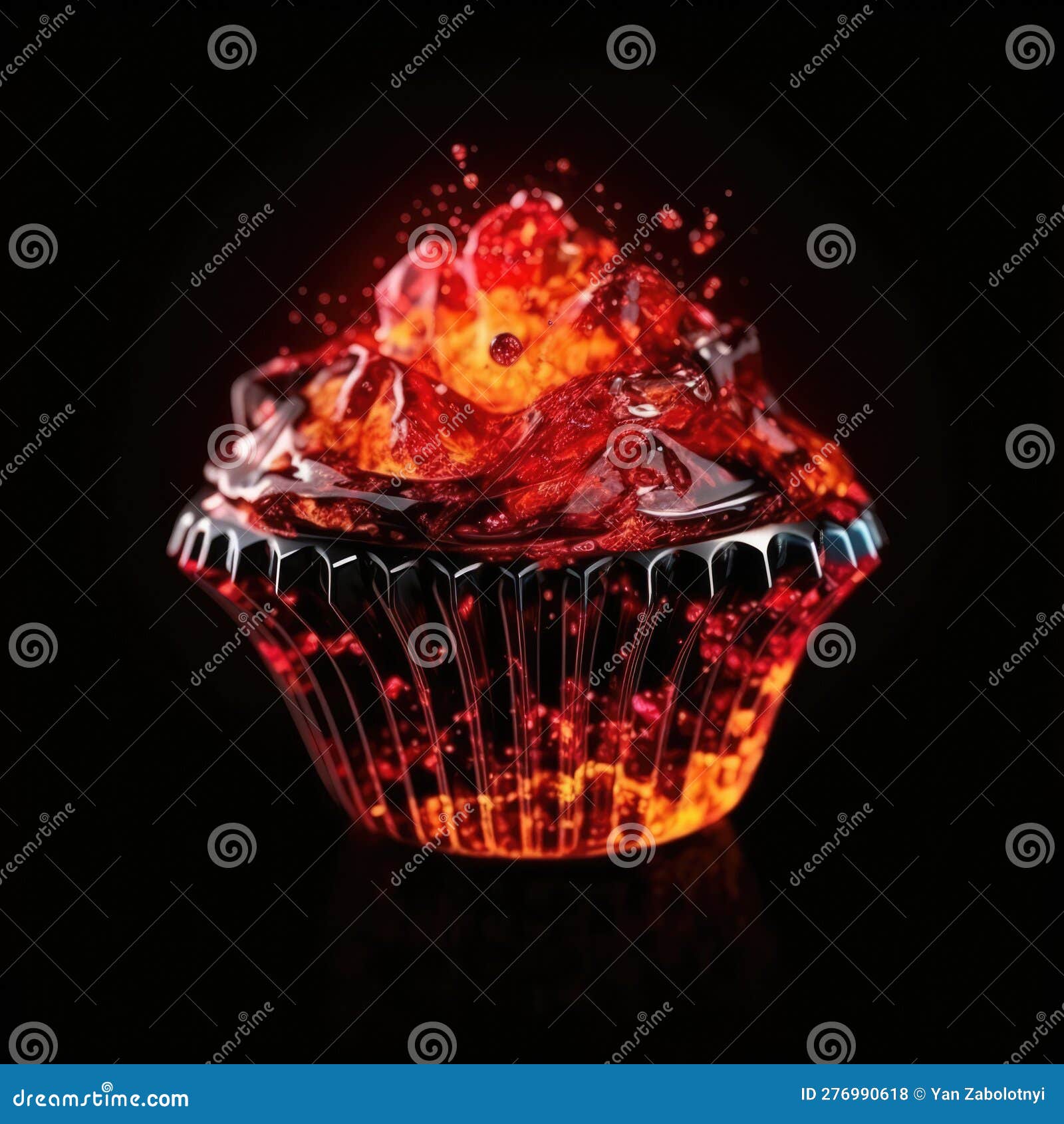 Cupcake Shape in Red Fire on Black Background. Generative AI Stock ...