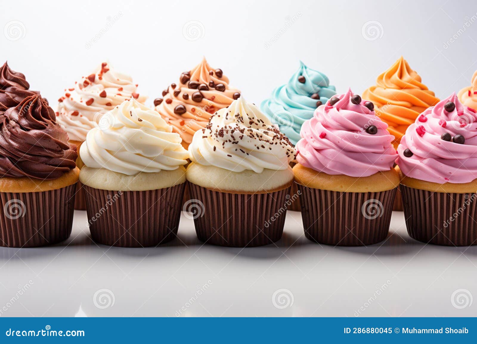 Cupcake Spectrum Array of Colorful Birthday Delights Isolated on a ...
