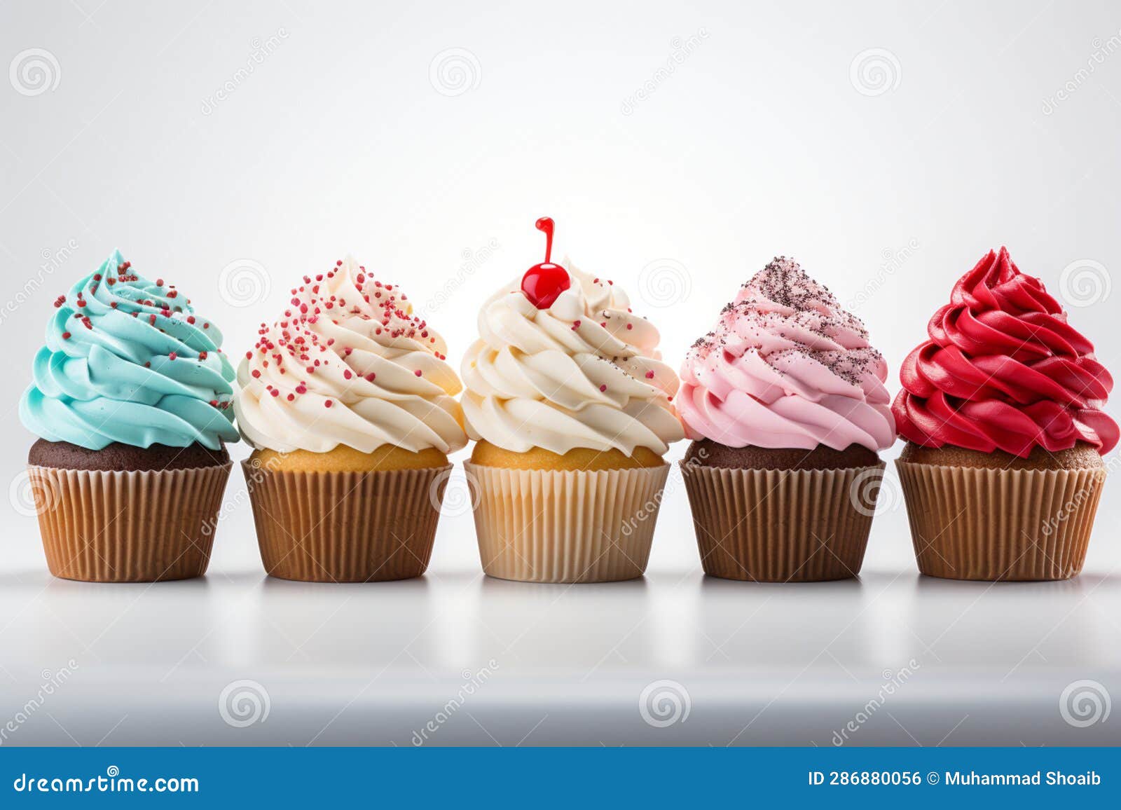 Cupcake Spectrum Array of Colorful Birthday Delights Isolated on a ...