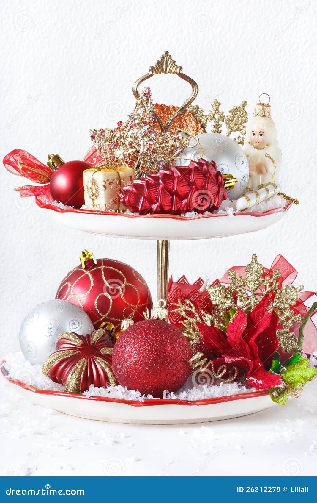 Cupcake Stand with Christmas Decorations. Stock Image - Image of ...