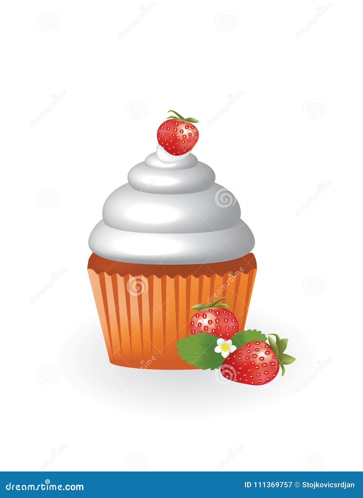 Cupcake with strawberry stock vector. Illustration of collection ...