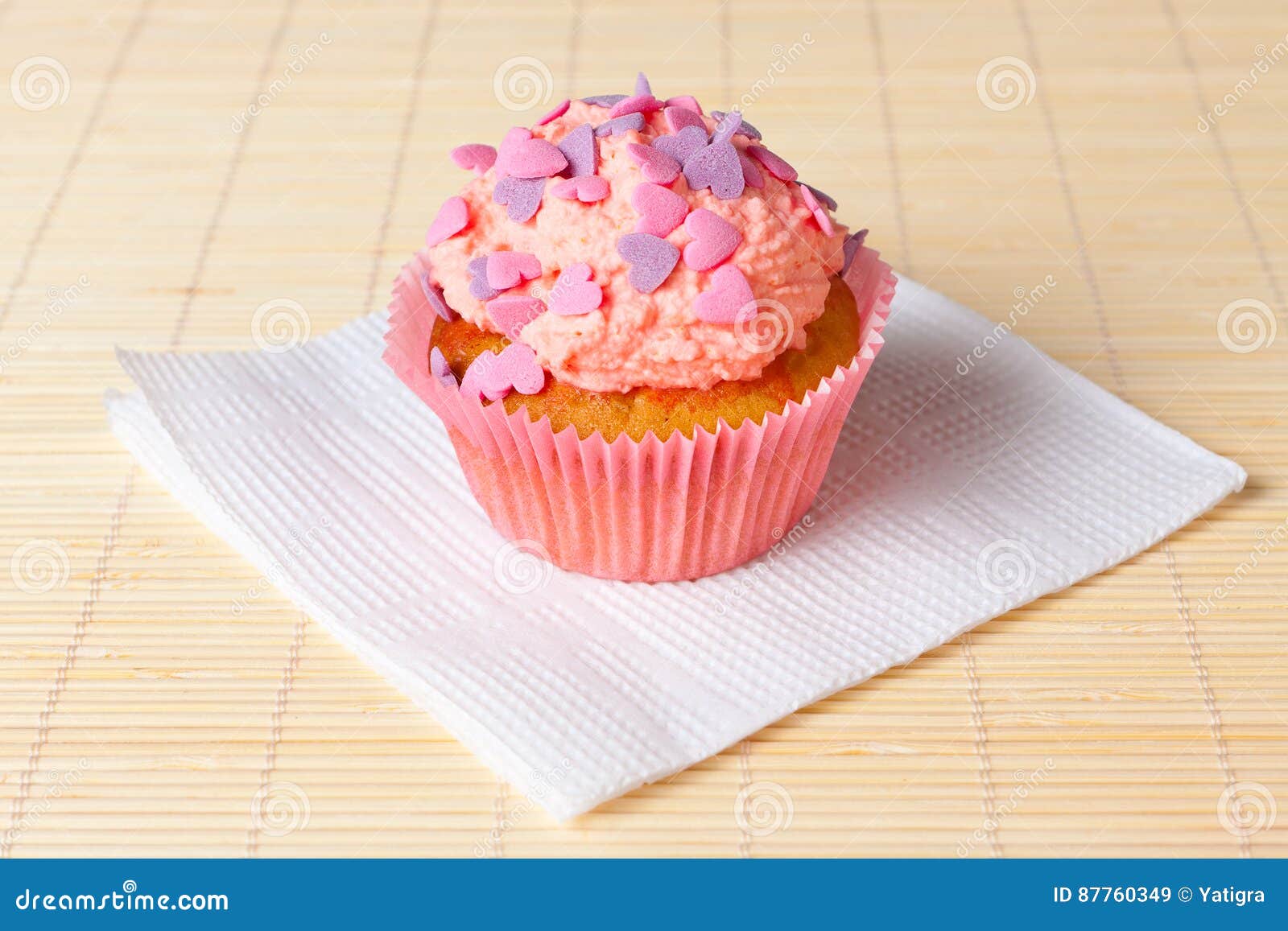 Cupcake with Topping in the Form of Hearts Stock Image - Image of ...
