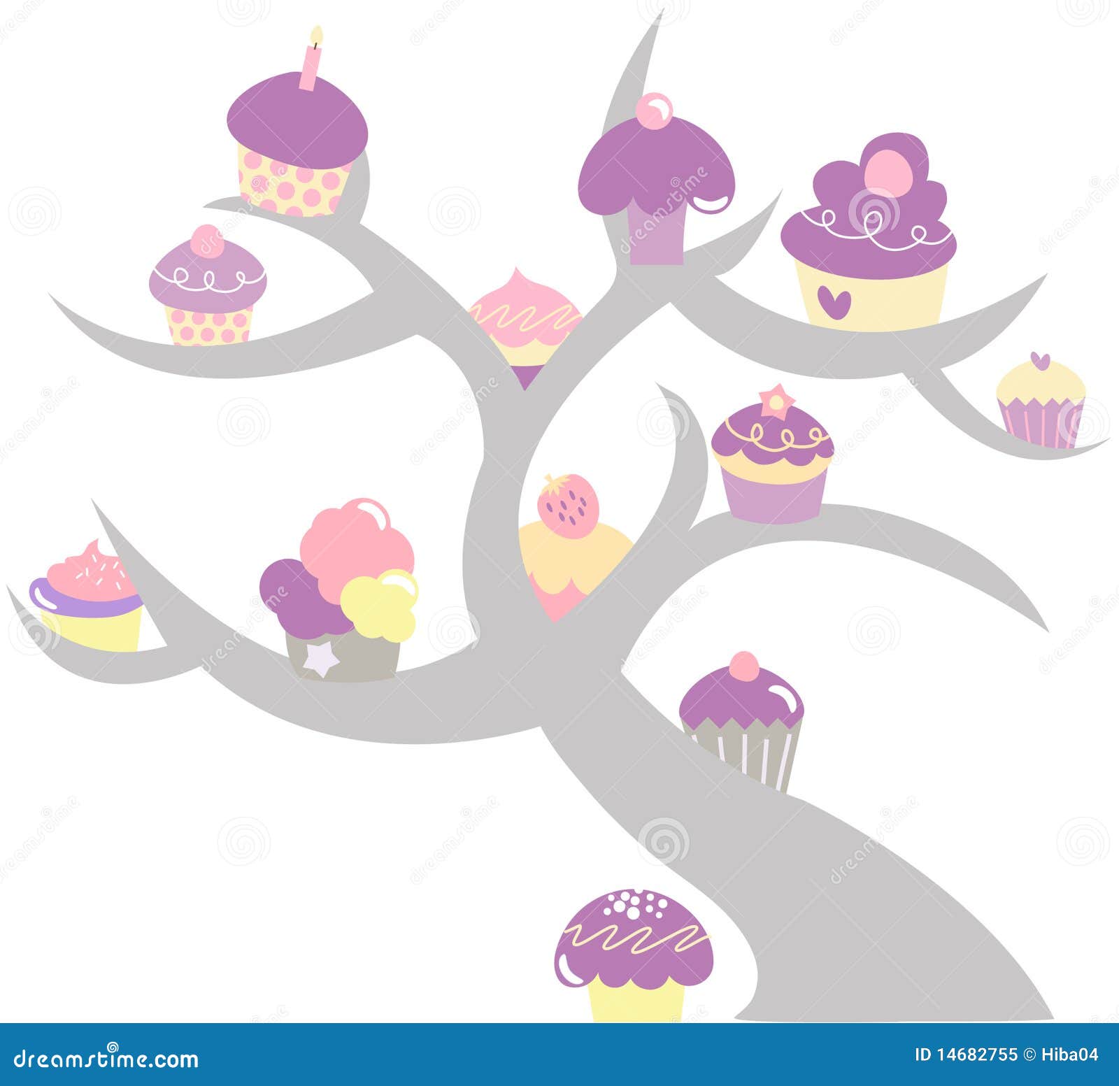 Cupcake tree stock vector. Illustration of dessert, pink - 14682755