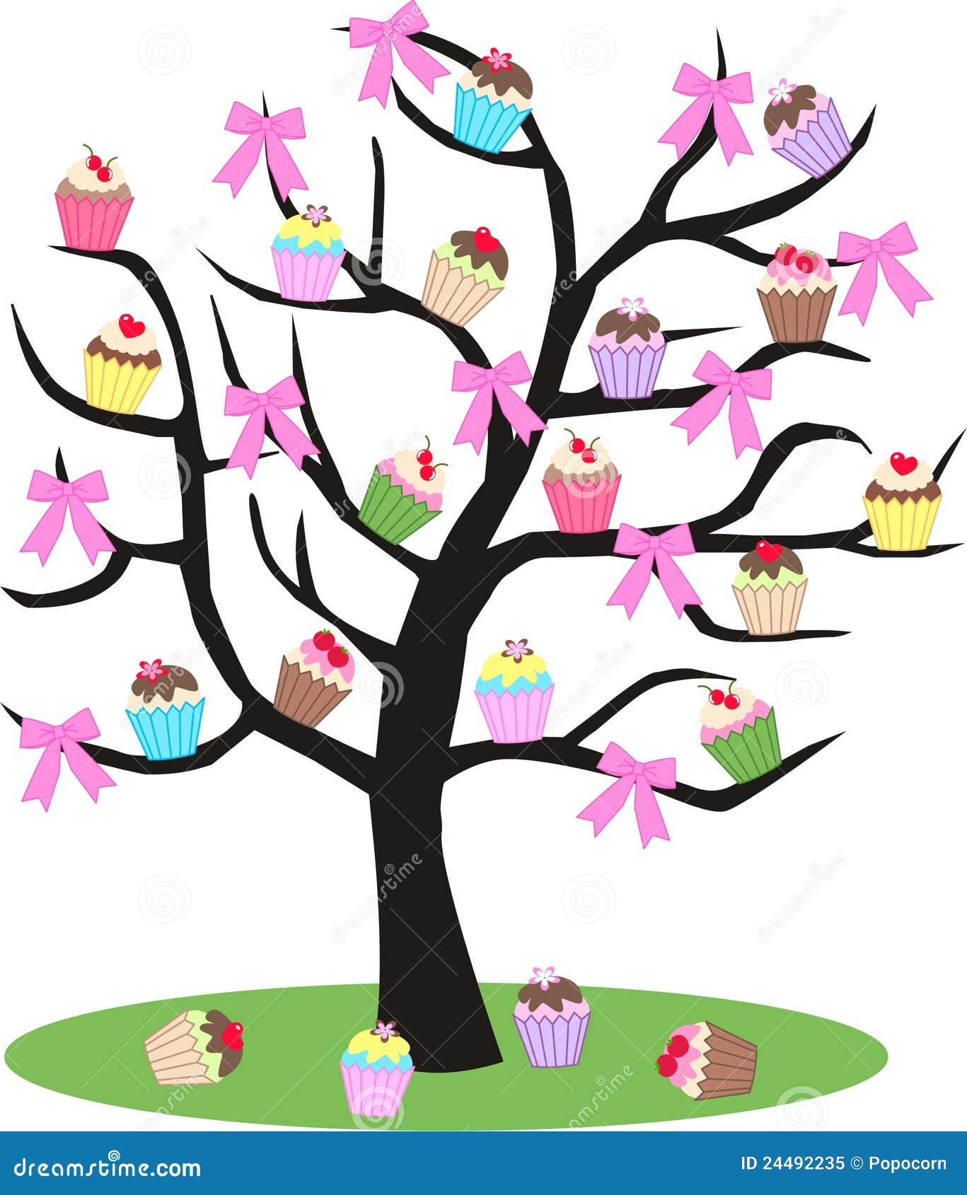 Cupcake tree stock vector. Illustration of cards, color - 24492235