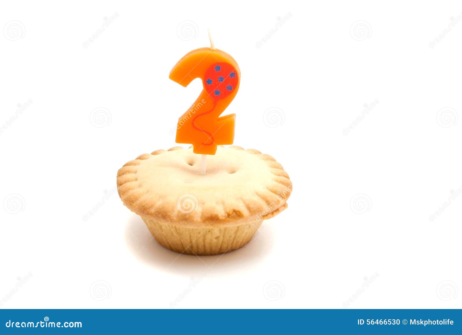 Cupcake with Two Years Birthday Candle Stock Photo - Image of birthday ...