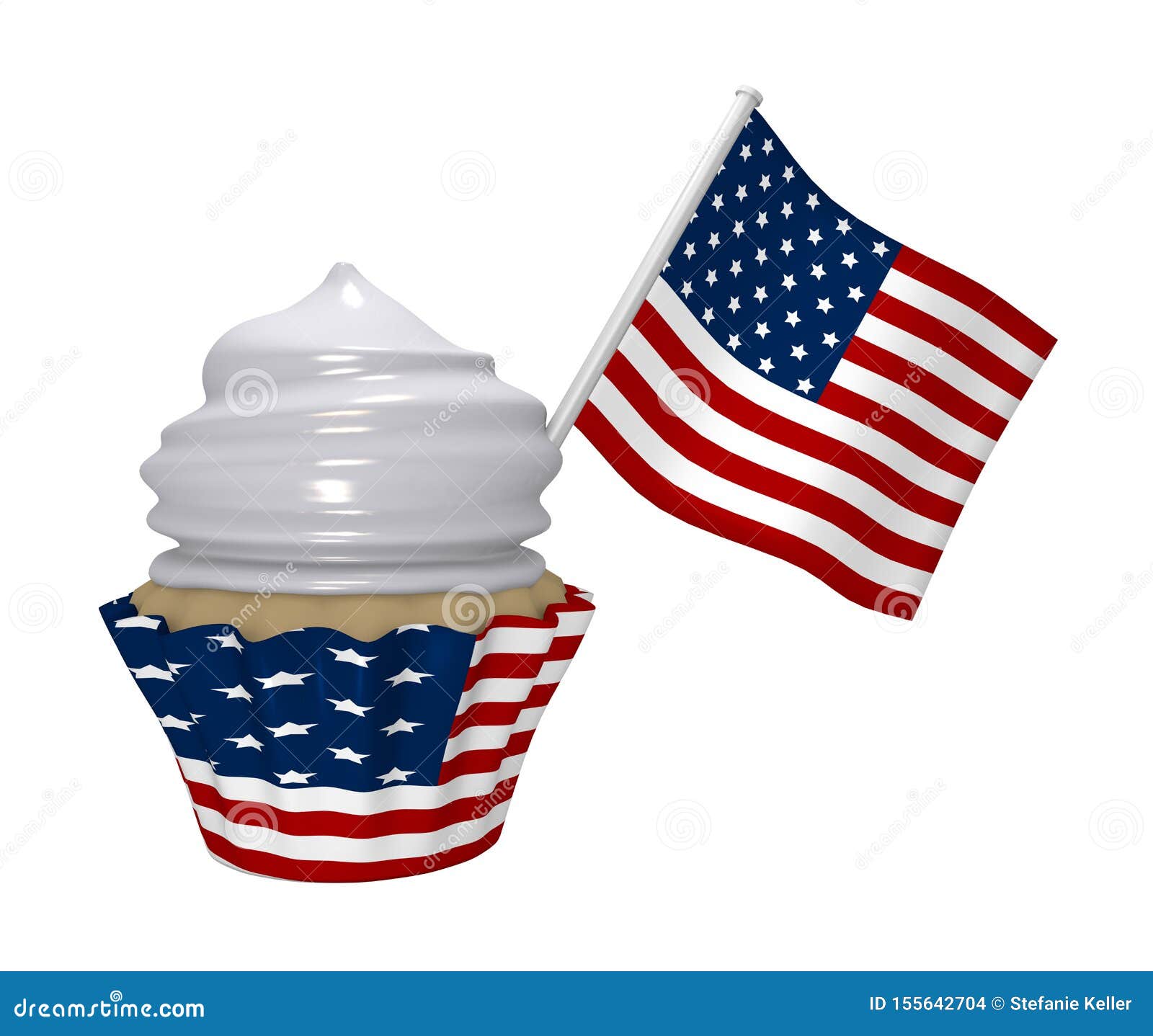 Cupcake with USA Design and Flag. Stock Illustration - Illustration of ...