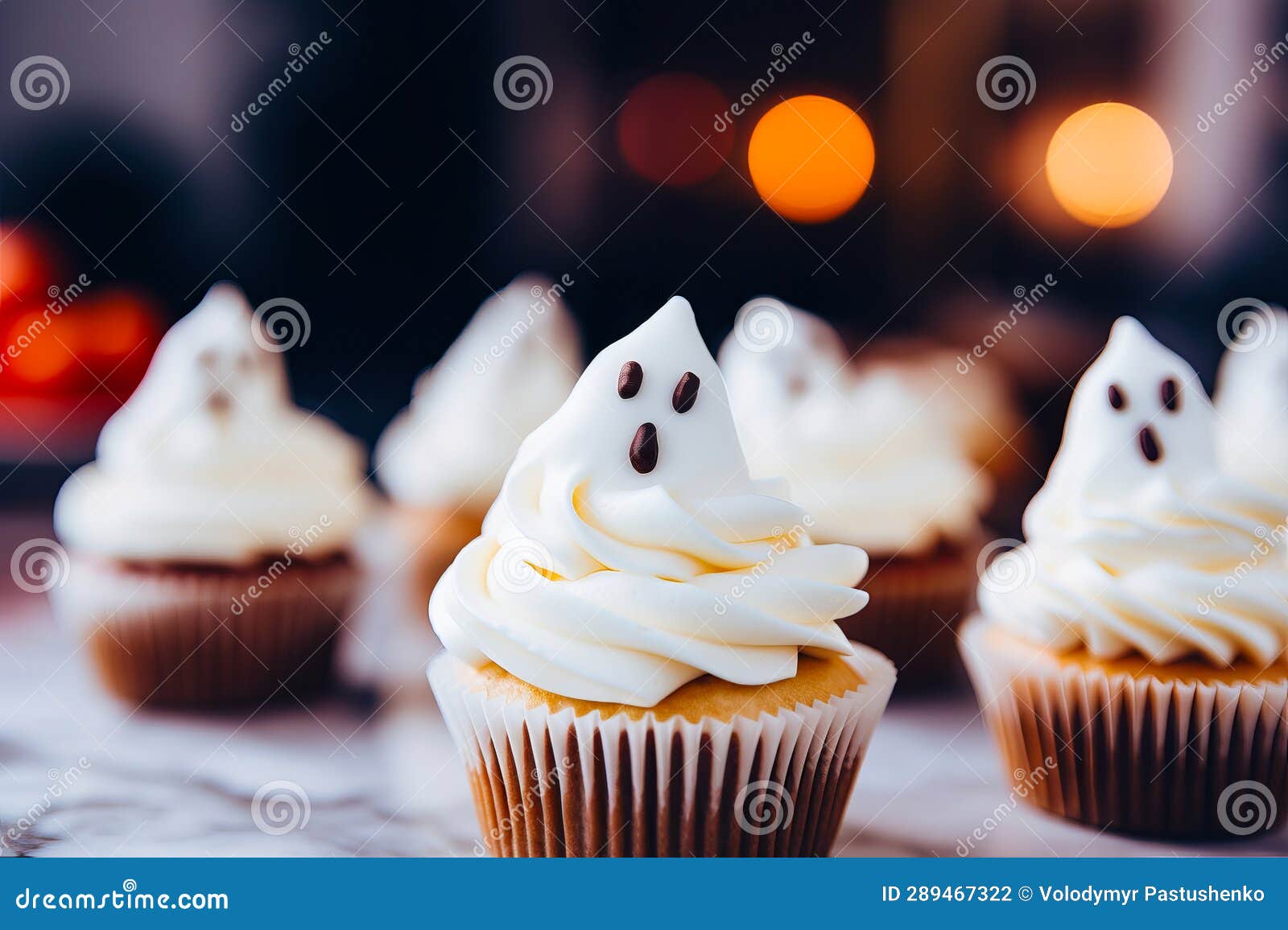 Cupcake with White Frosting and Ghost Face on Top. Generative AI Stock ...