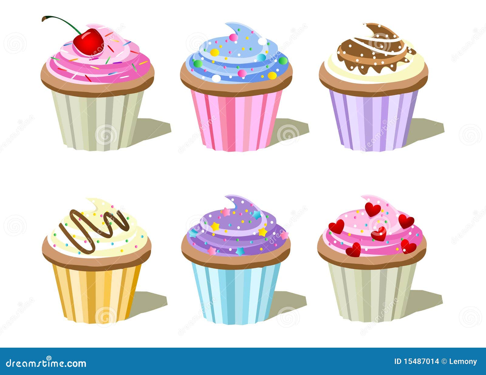 Cupcakes stock vector. Illustration of cake, heart, cherry - 15487014