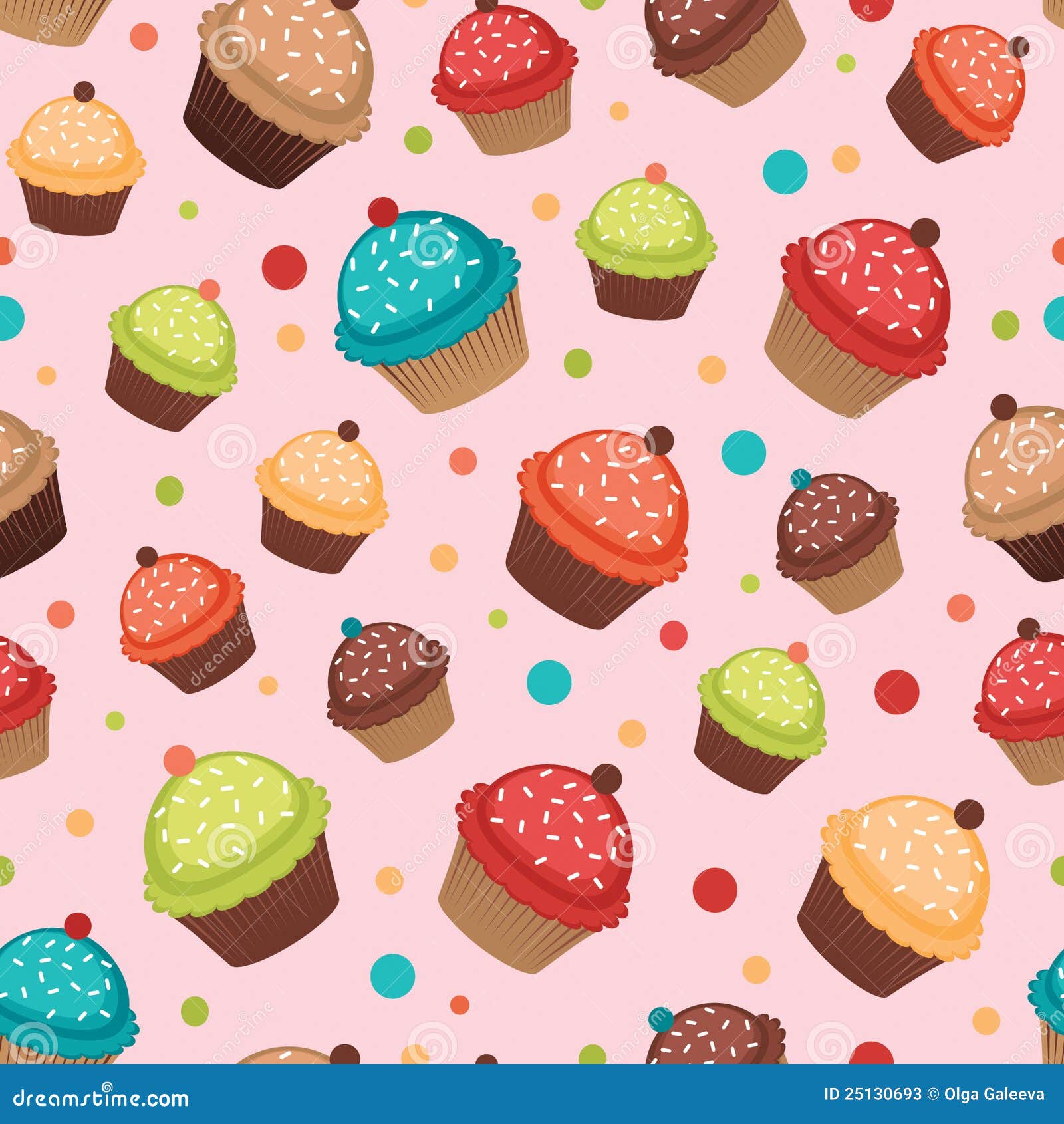 Cupcakes background stock vector. Illustration of bread - 25130693