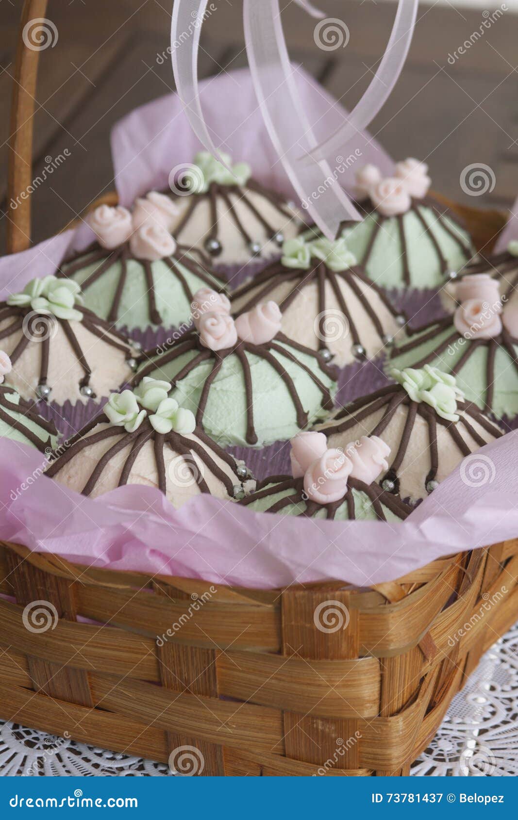 Welcome basket of Cupcakes stock image. Image of wedding - 73781437