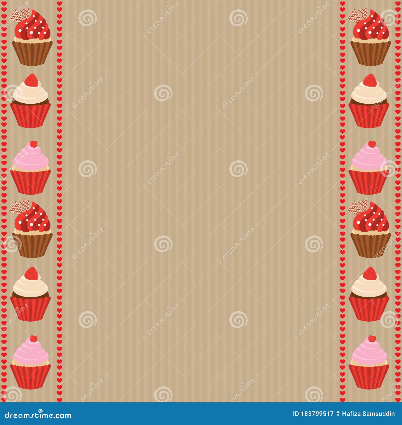 Cupcakes Border Background. Vector Illustration Decorative Background ...
