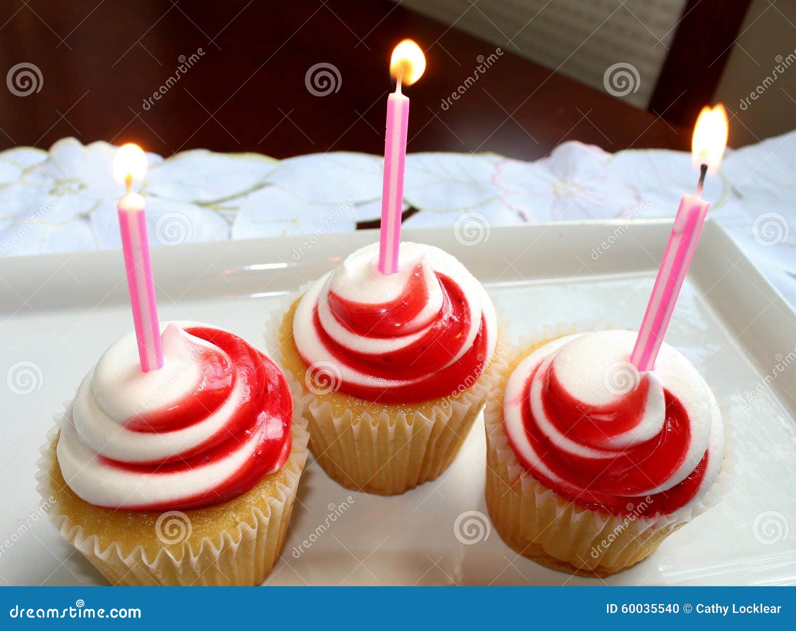 Cupcakes with candles stock photo. Image of frosting - 60035540