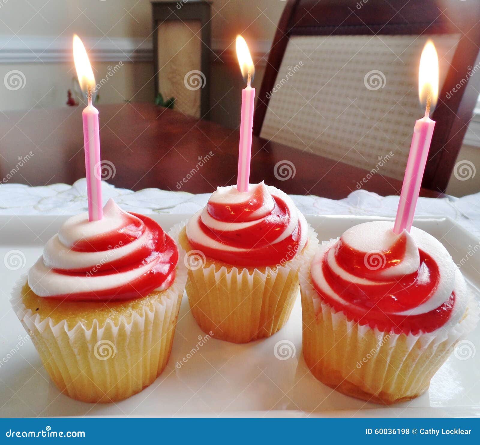 Cupcakes with candles stock photo. Image of dessert, cooked - 60036198