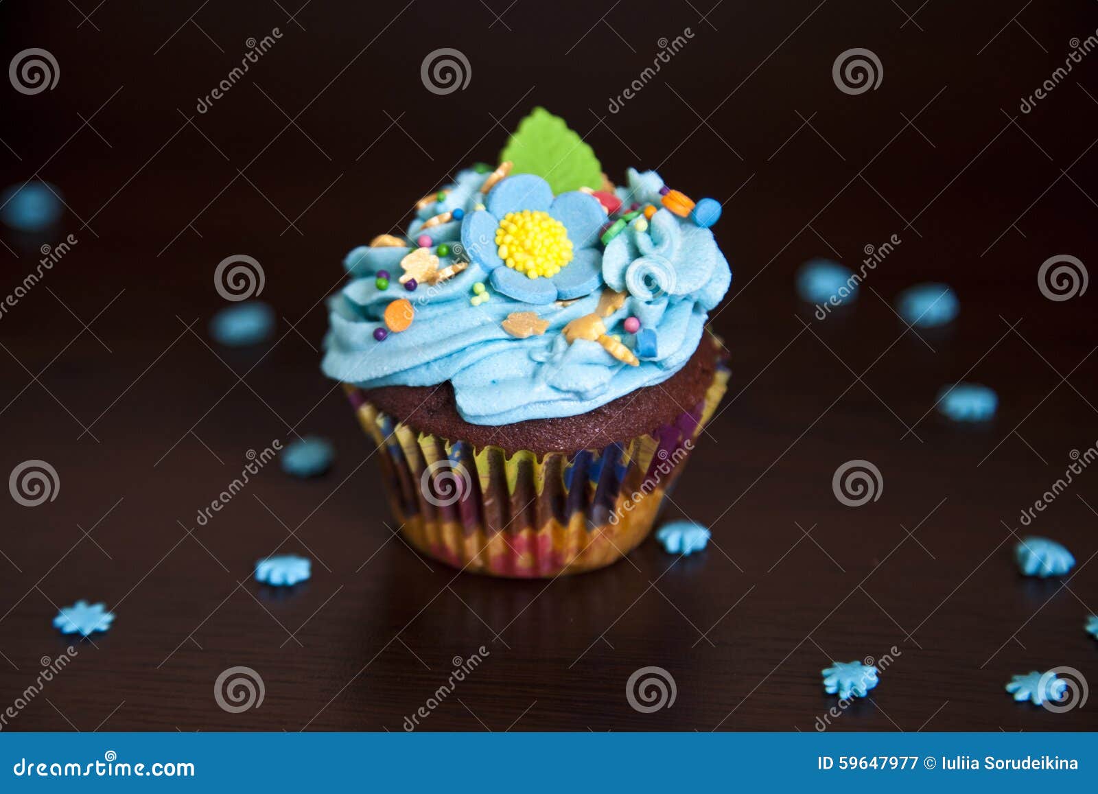 Cupcakes with Cream Hat Caken Stock Image - Image of blue, humor: 59647977