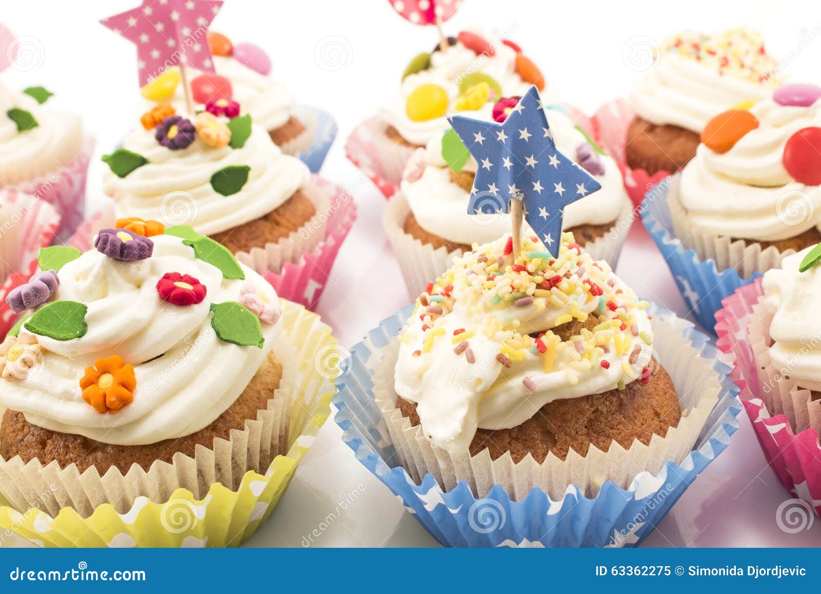 Cupcakes Delicious and Colorful Decorated Stock Image - Image of ...