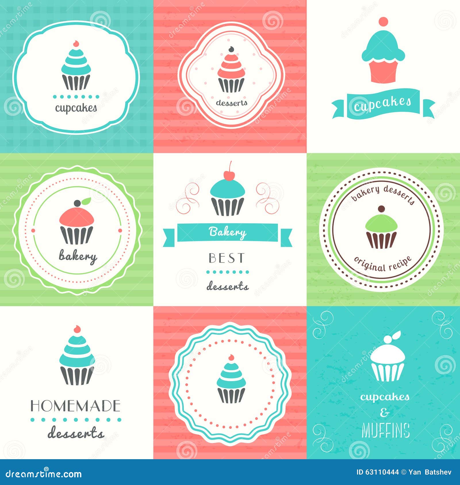 Cupcakes and Desserts Labels and Signs Stock Vector - Illustration of ...