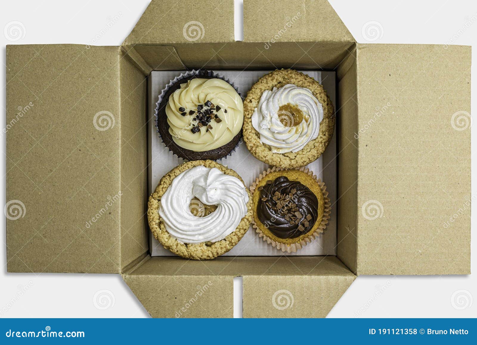 Cupcakes of Different Flavors Inside the Packaging for Deliveries Stock ...