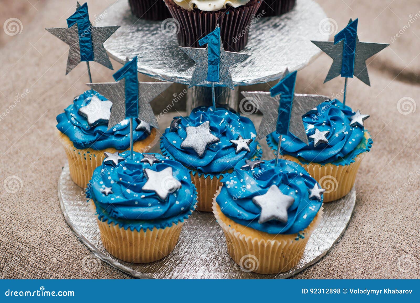 Cupcakes for the First Birthday Anniversary Stock Photo - Image of star ...