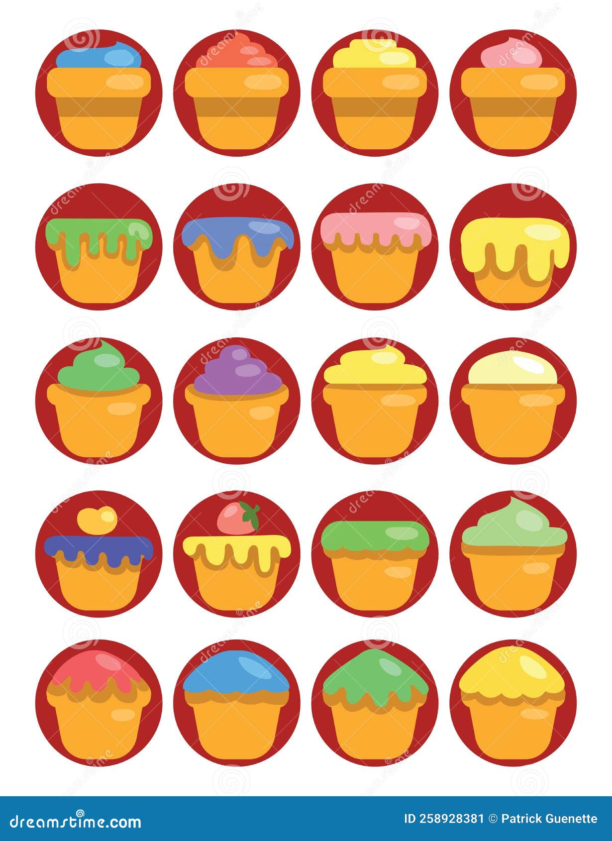 Cupcakes icon pack, icon stock vector. Illustration of pattern - 258928381