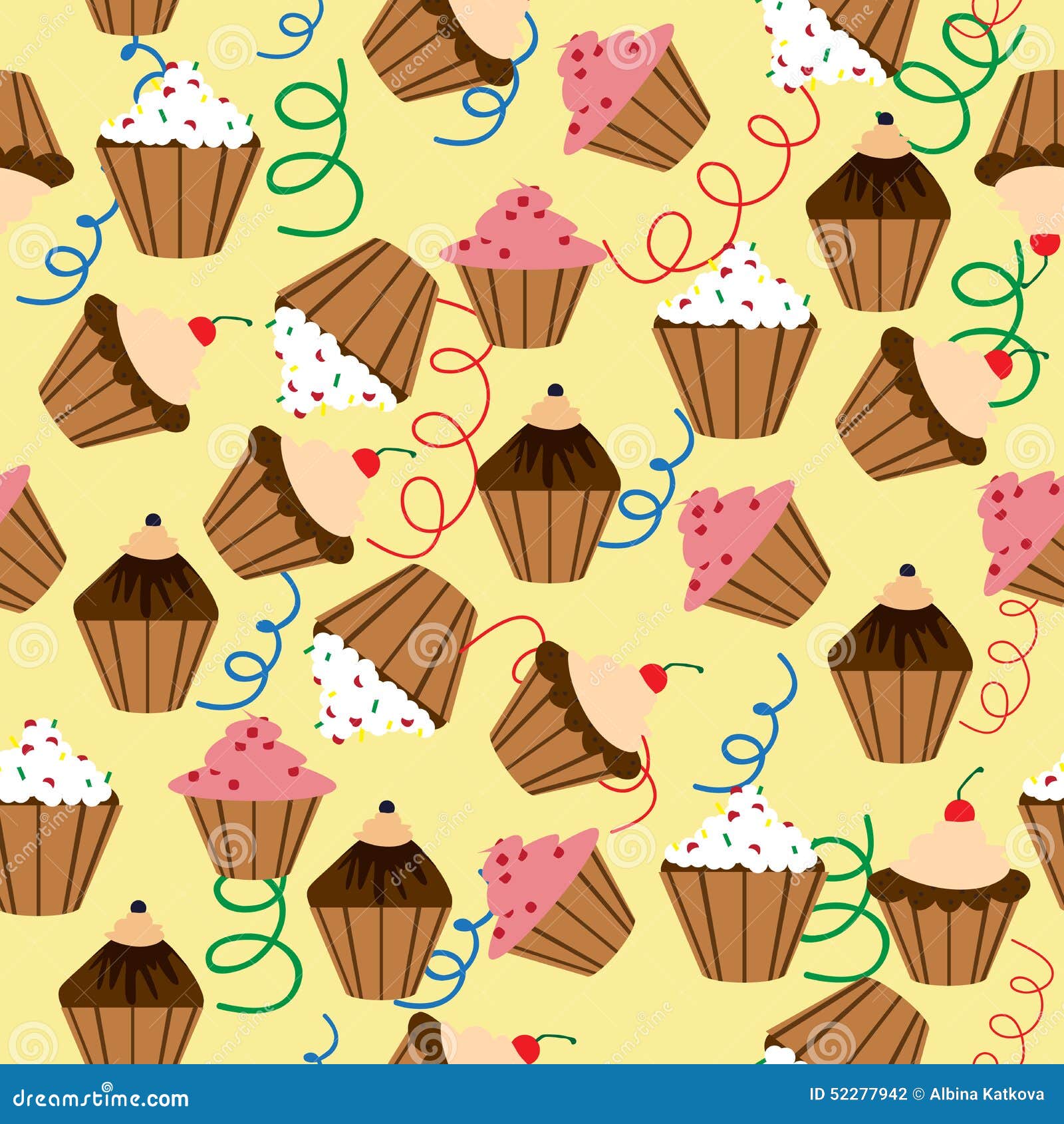 Cupcakes pattern. stock vector. Illustration of bakery - 52277942