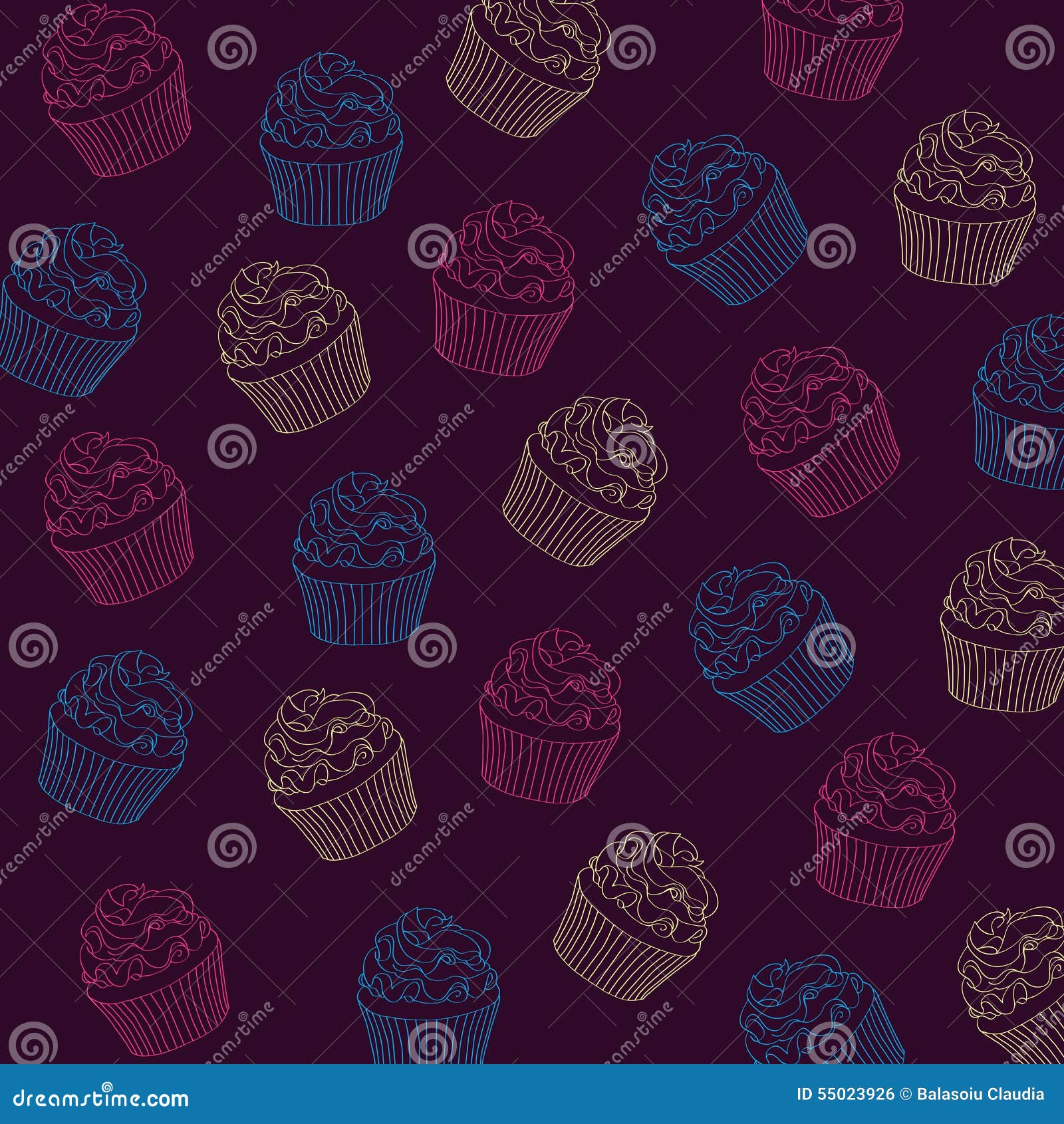 Cupcakes pattern stock vector. Illustration of birthday - 55023926