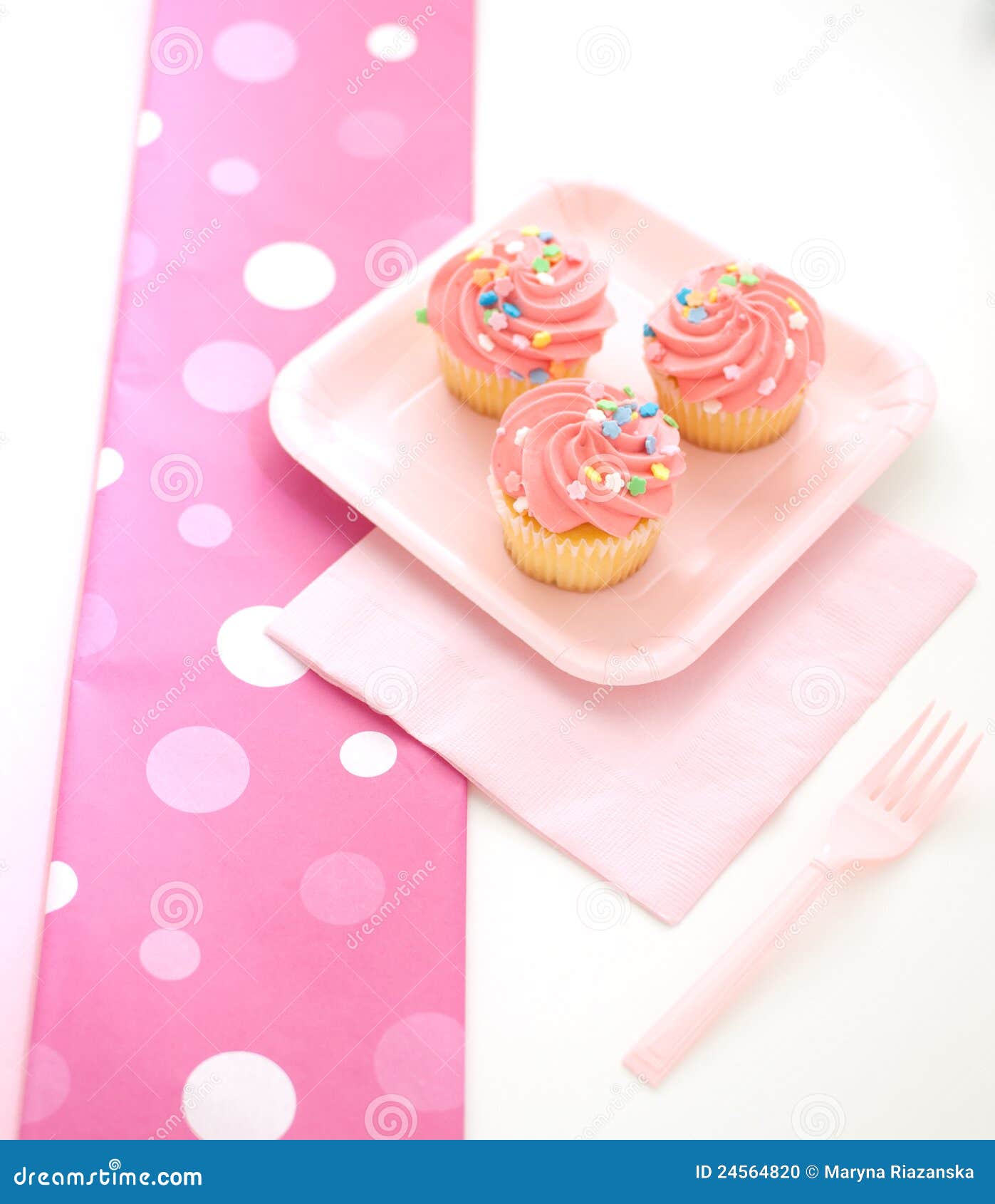 Cupcakes with pink icing stock photo. Image of birthday - 24564820