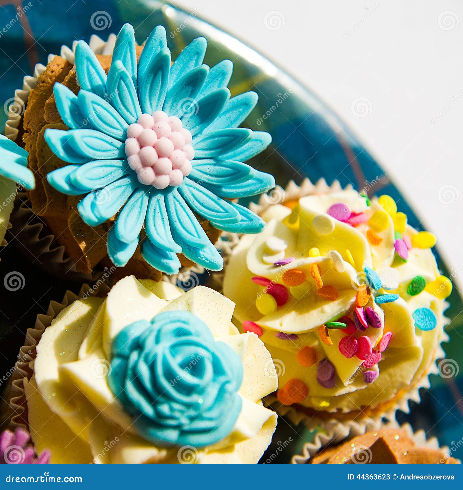 Cupcakes on a plate stock image. Image of flower, festive - 44363623