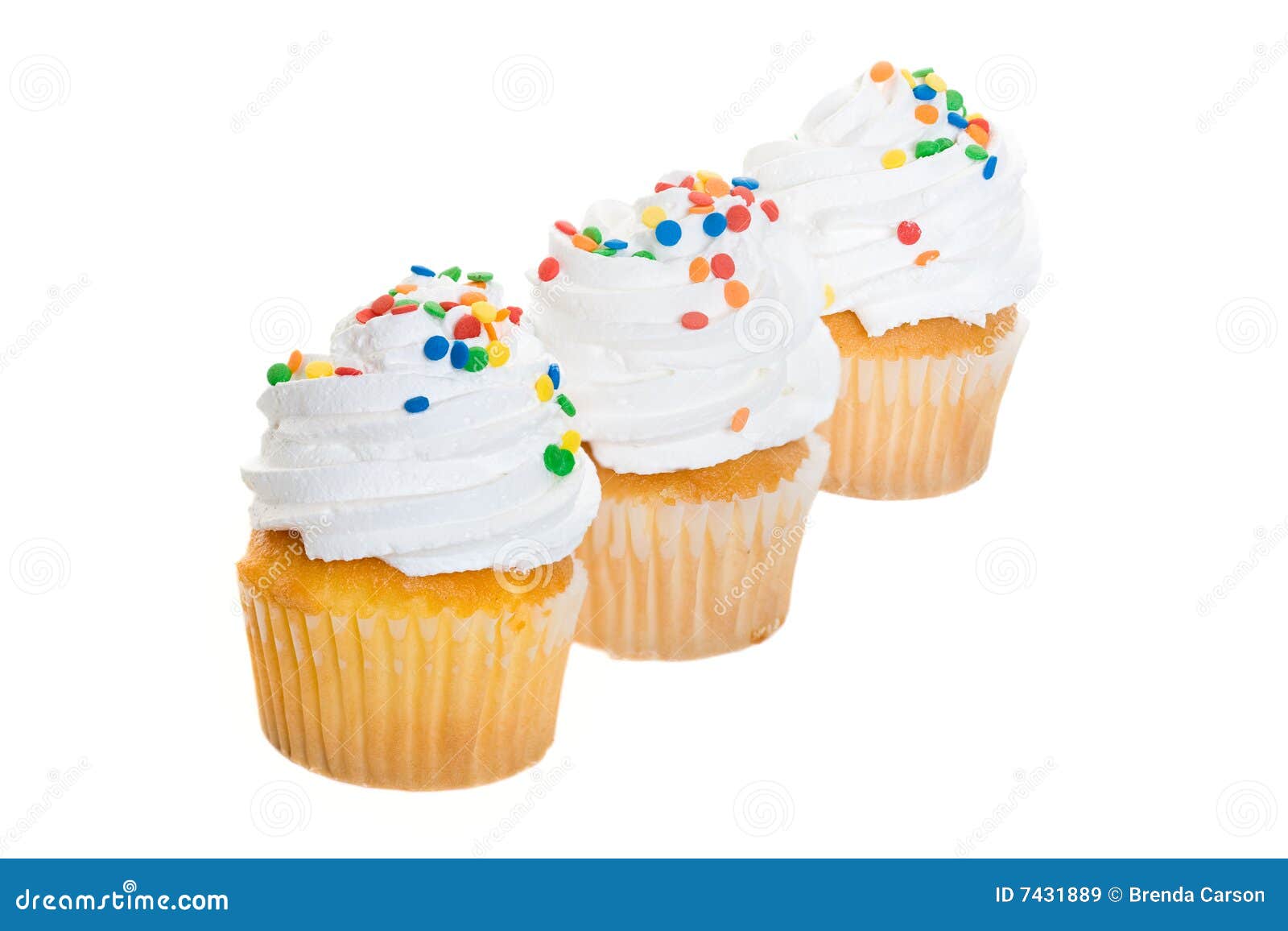 Cupcakes in a Row stock image. Image of white, food, candy - 7431889