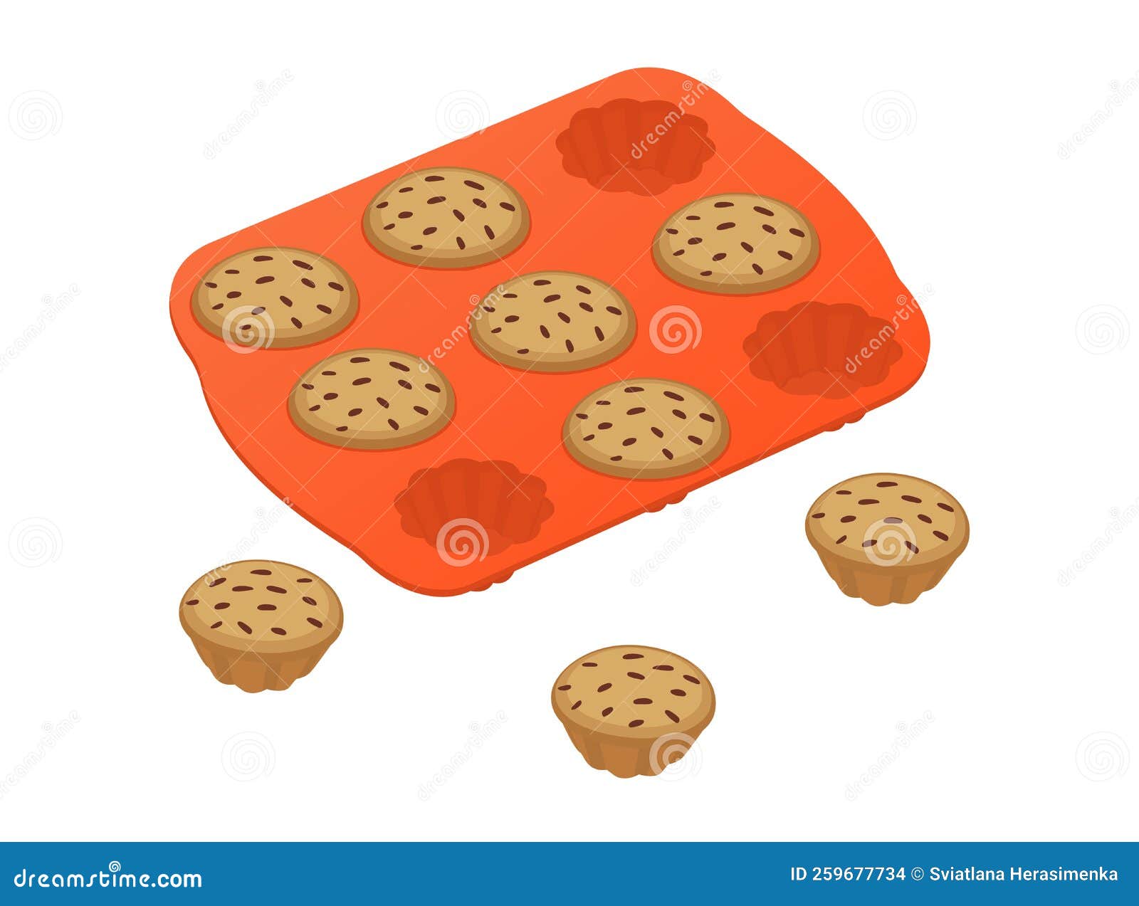 Cupcakes in Silicone Mold for Baking Vector Illustration Stock Vector ...