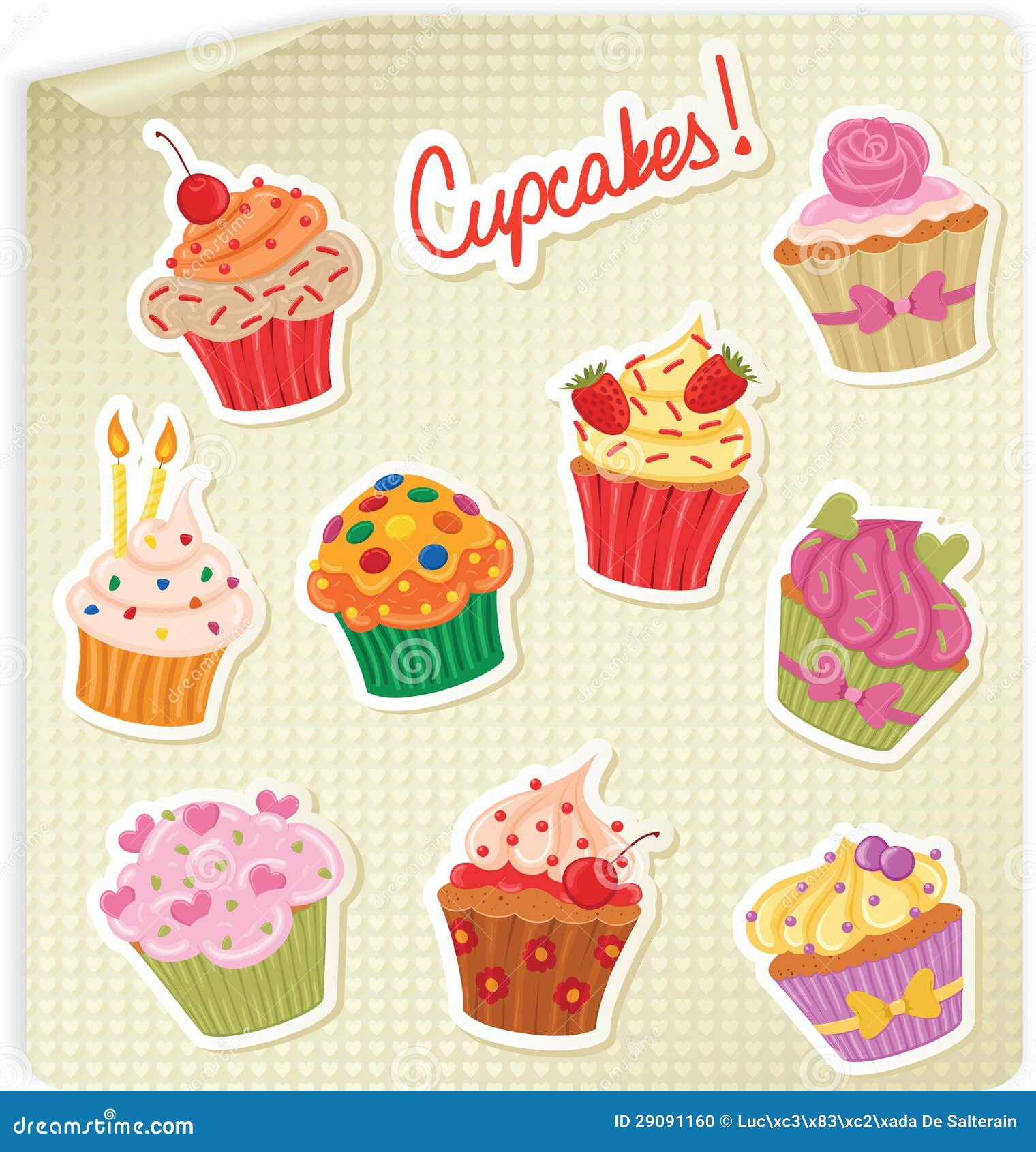Cupcakes Stickers Set stock vector. Illustration of cherry - 29091160