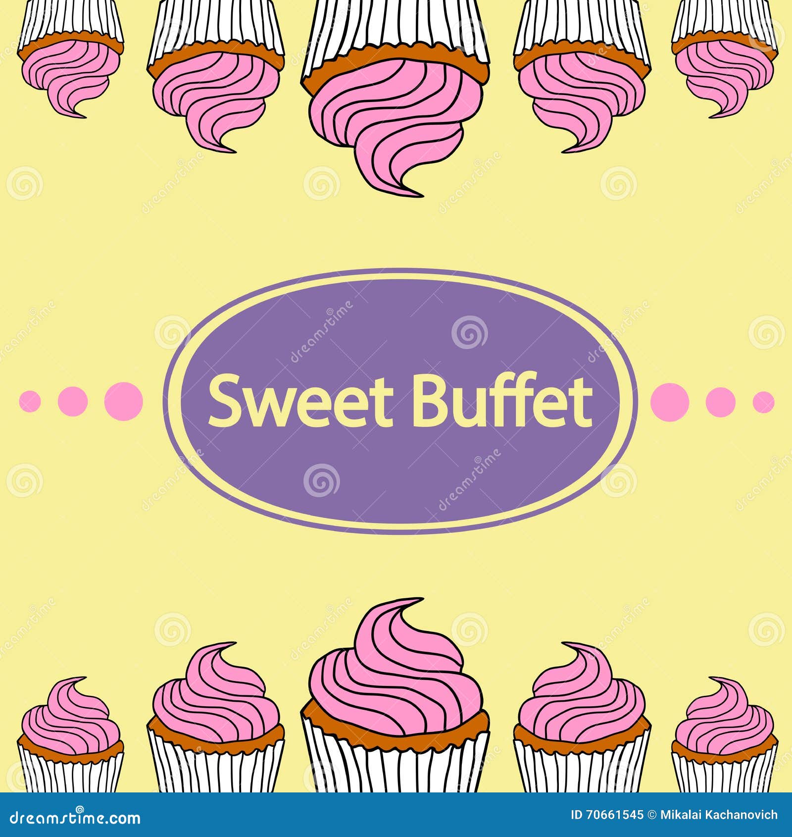 Cupcakes, sweet buffet stock illustration. Illustration of icing - 70661545