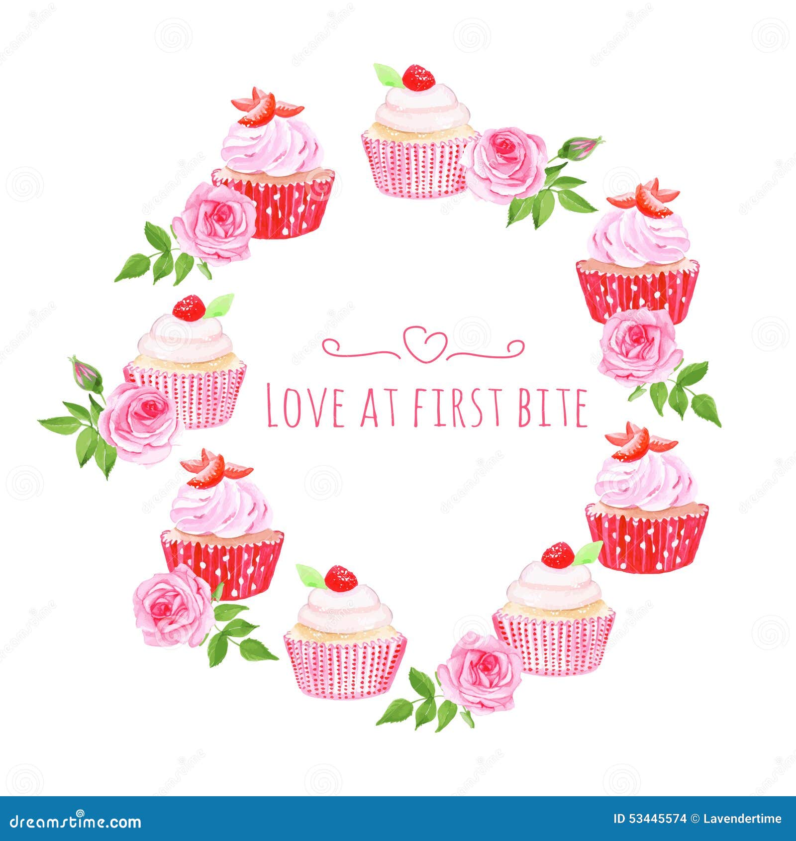 Cupcakes Table Vector Design Round Frame Stock Vector - Illustration of ...
