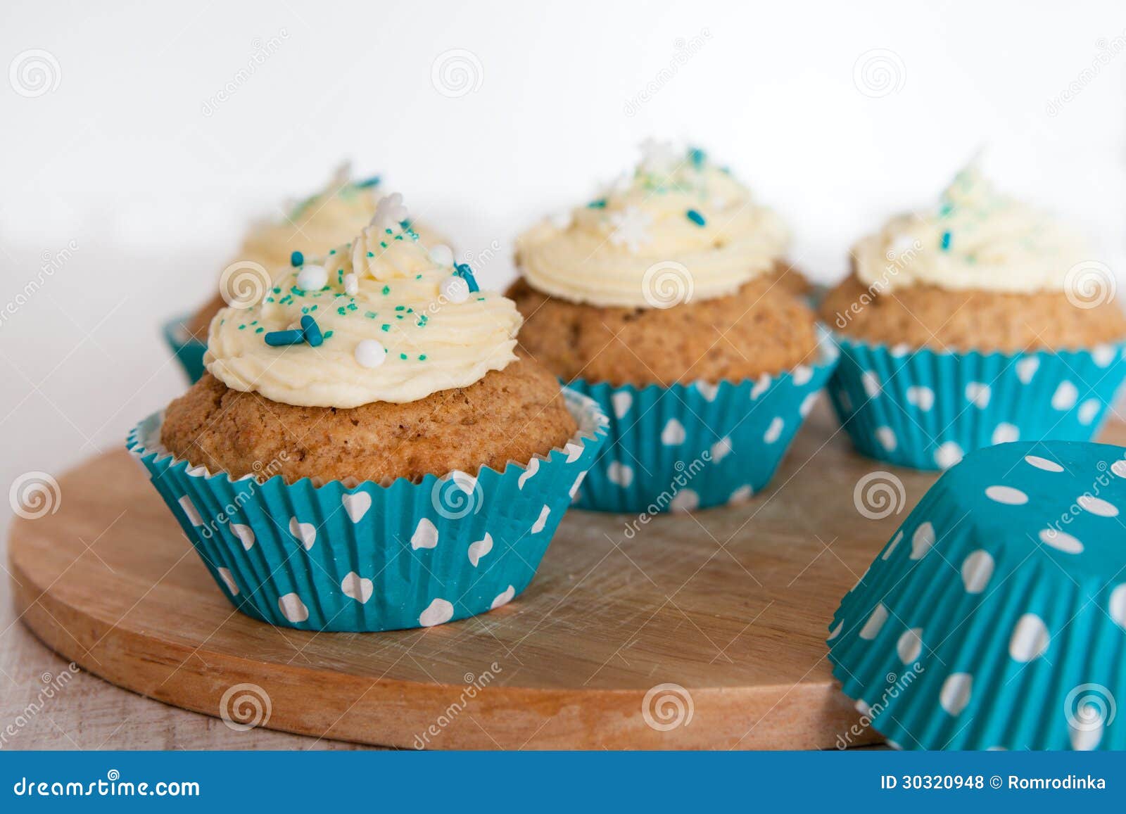 Cupcakes with Vanilla Topping Stock Photo - Image of food, vanilla ...