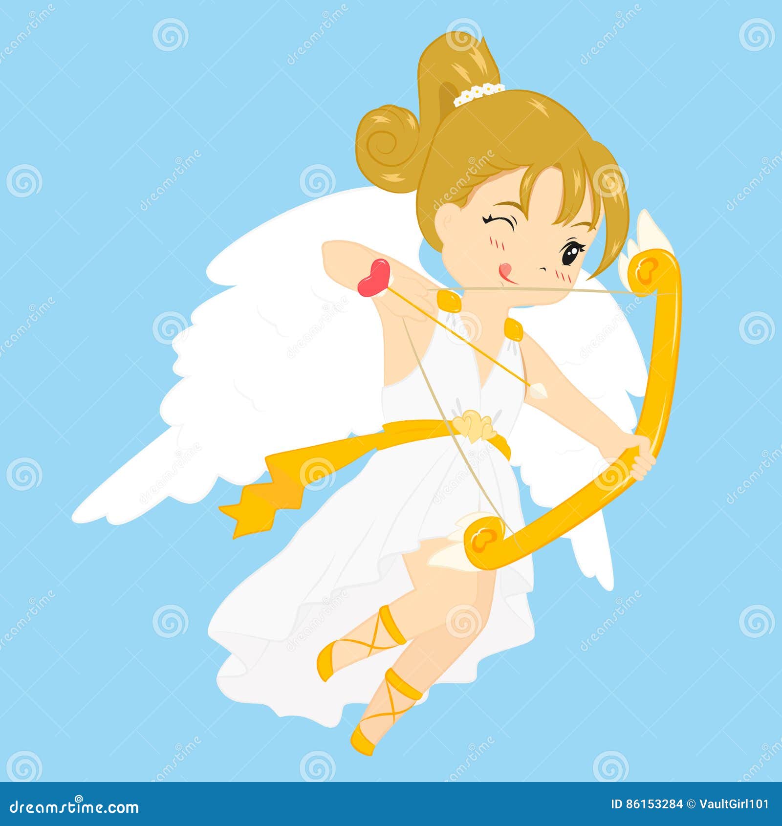 Cupid Aiming Love Arrow Vector Illustration Stock Vector - Illustration ...