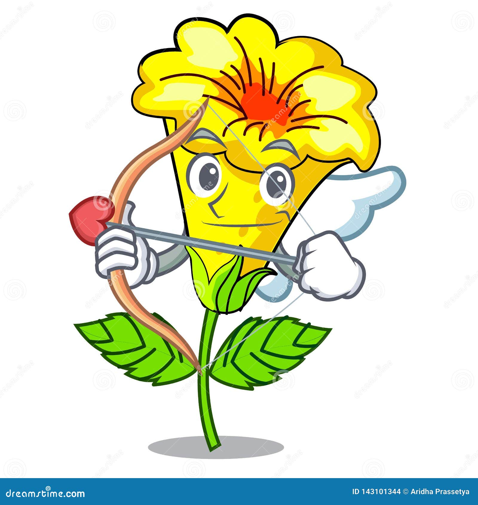 Cupid Allamanda Flower in the Shape Cartoon Stock Vector - Illustration ...
