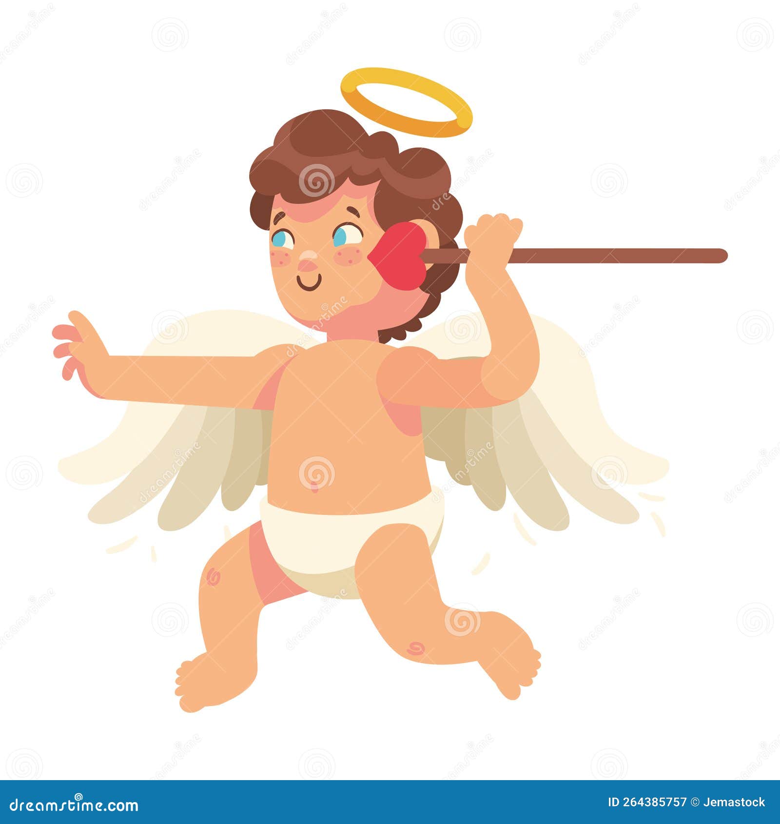 Cupid angel with spear stock vector. Illustration of valentines - 264385757